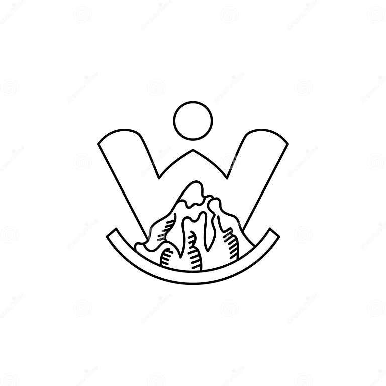 Letter W Mountain Logo Vector Design Template Best. Logo with Monoline ...