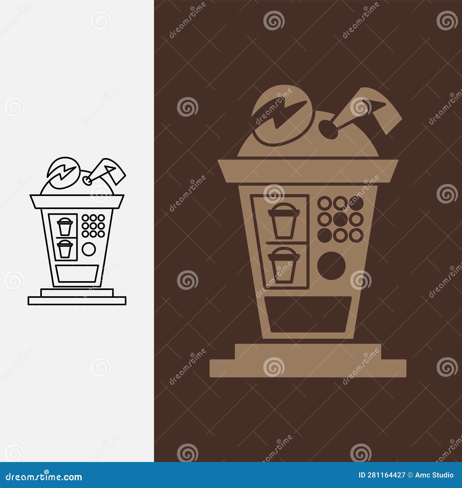 Attractive Coffee Vending Machine, Logo Design Template Sign. Monoline ...