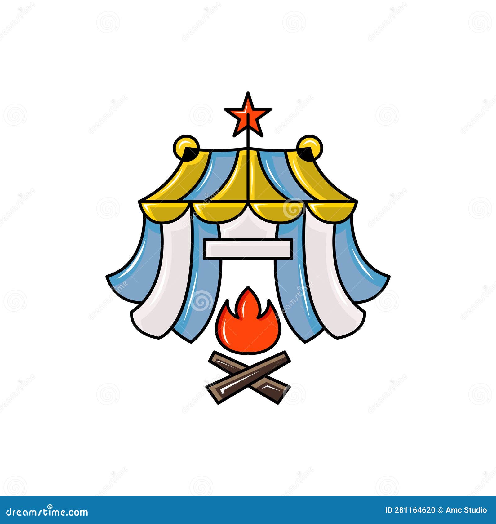 Impressive Circus Tent Logo with Bonfire in Front, Logo Design Simple ...