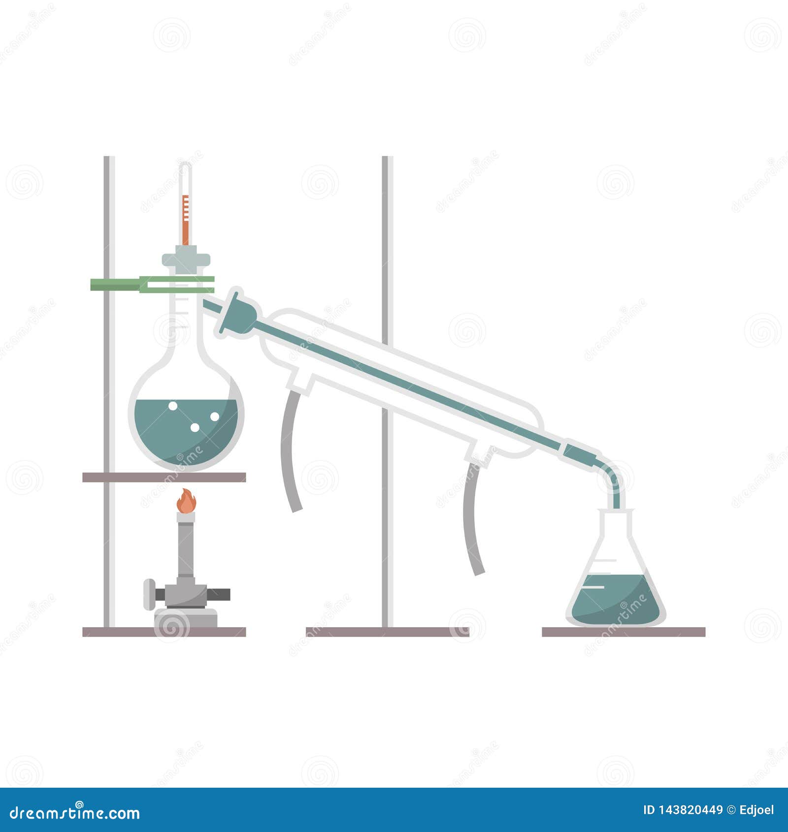 Simple Distillation Apparatus Diagram With Full Process Vector ...