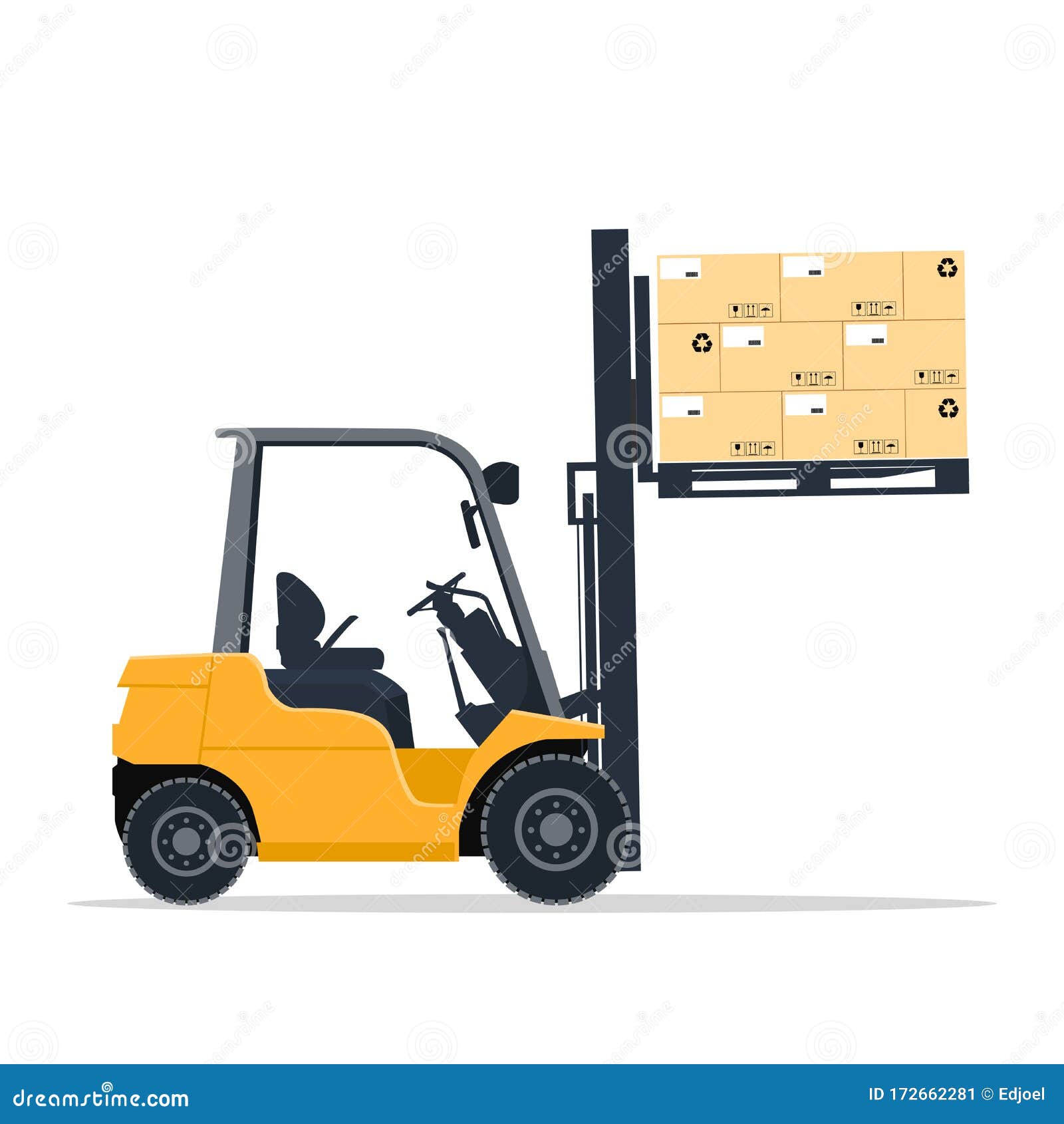 Fork Lift Icon On White Background Cartoon Vector | CartoonDealer.com ...