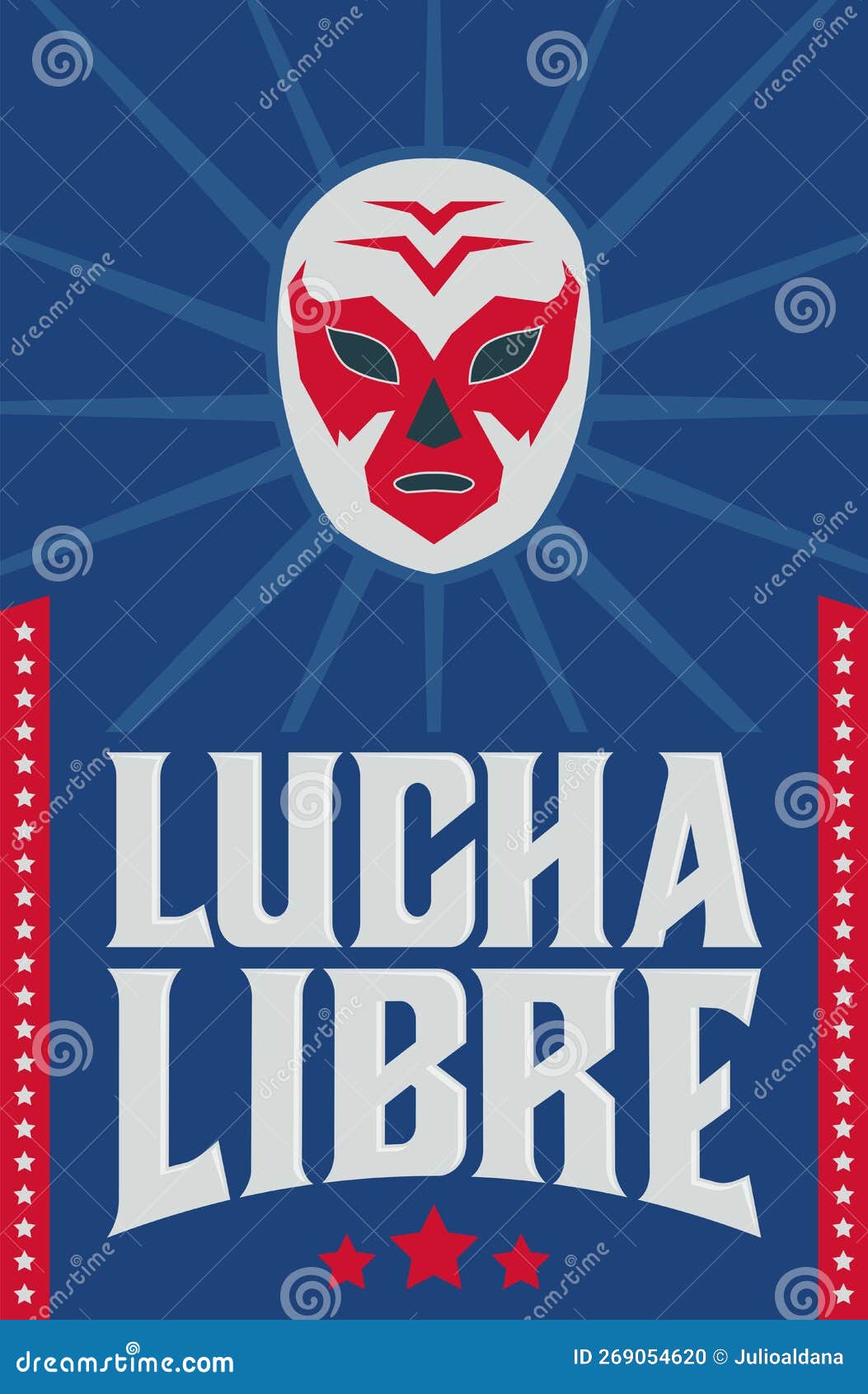 Lucha Libre, Wrestling Spanish Text Mexican Wrestler Mask Design Vector ...