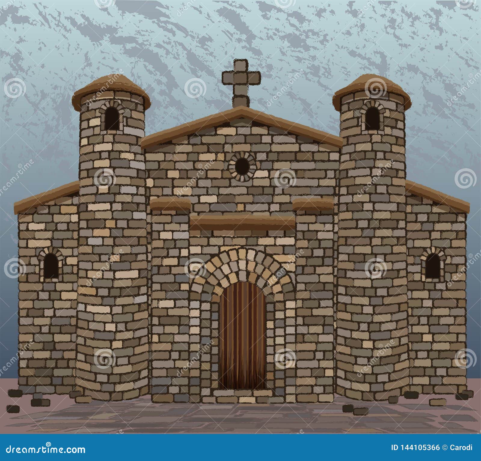 Ancient Stone Spanish Church in Visigothic Style with Two Stone Towers ...