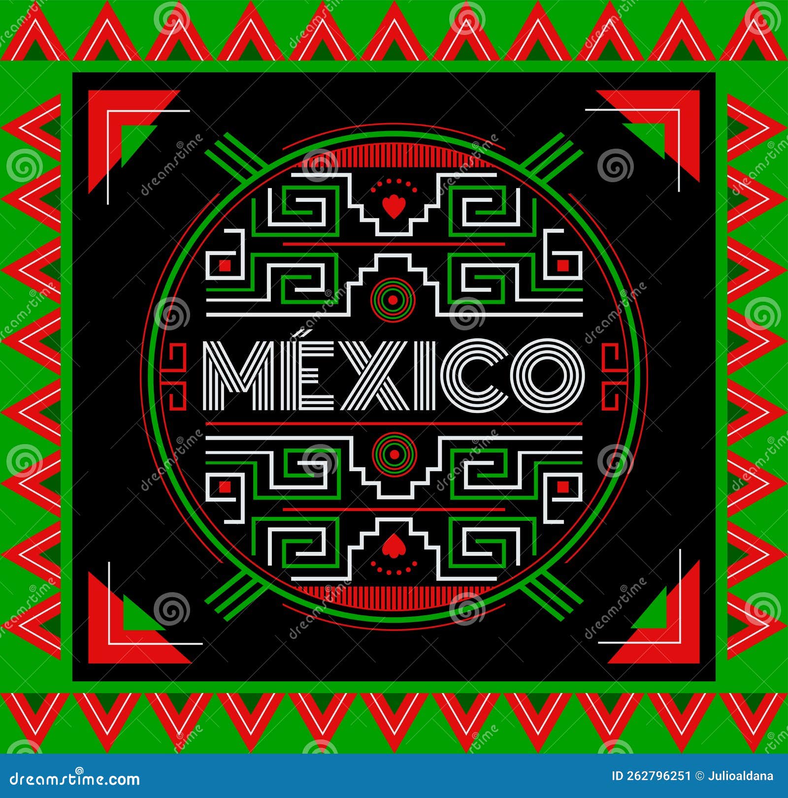 Mexico Maya Aztec Emblem Elements Design Flag Colors Stock Vector ...