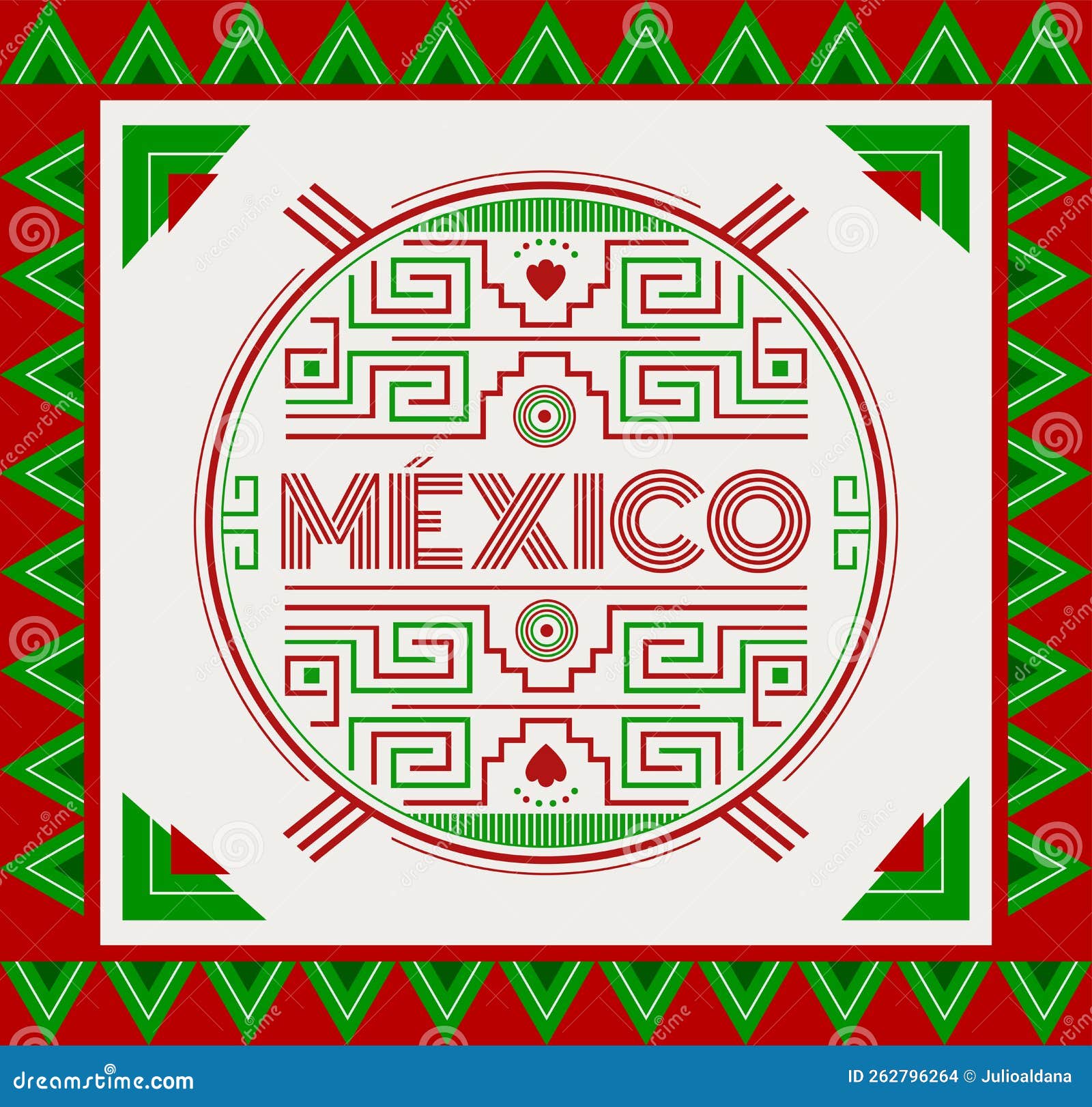 Mexico Maya Aztec Emblem Elements Design Flag Colors Stock Vector ...