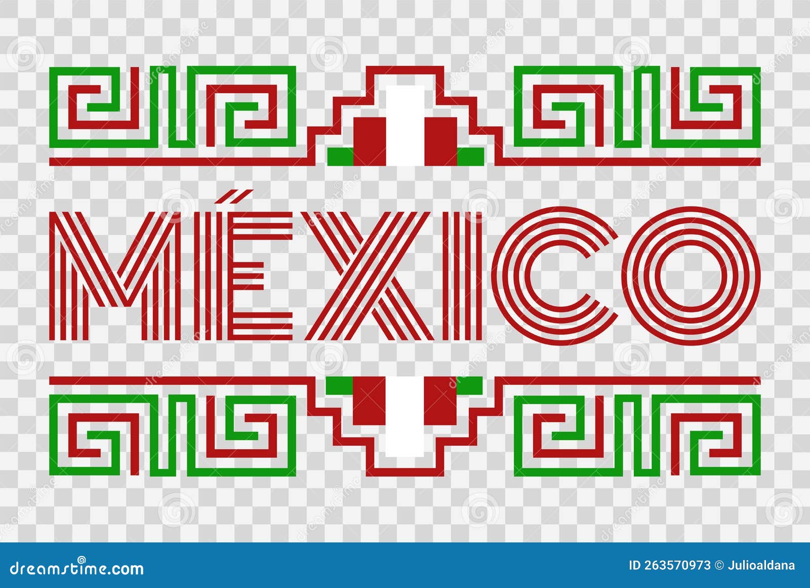 Mexico Aztec Maya Lines Elements Design Flag Colors Stock Vector ...