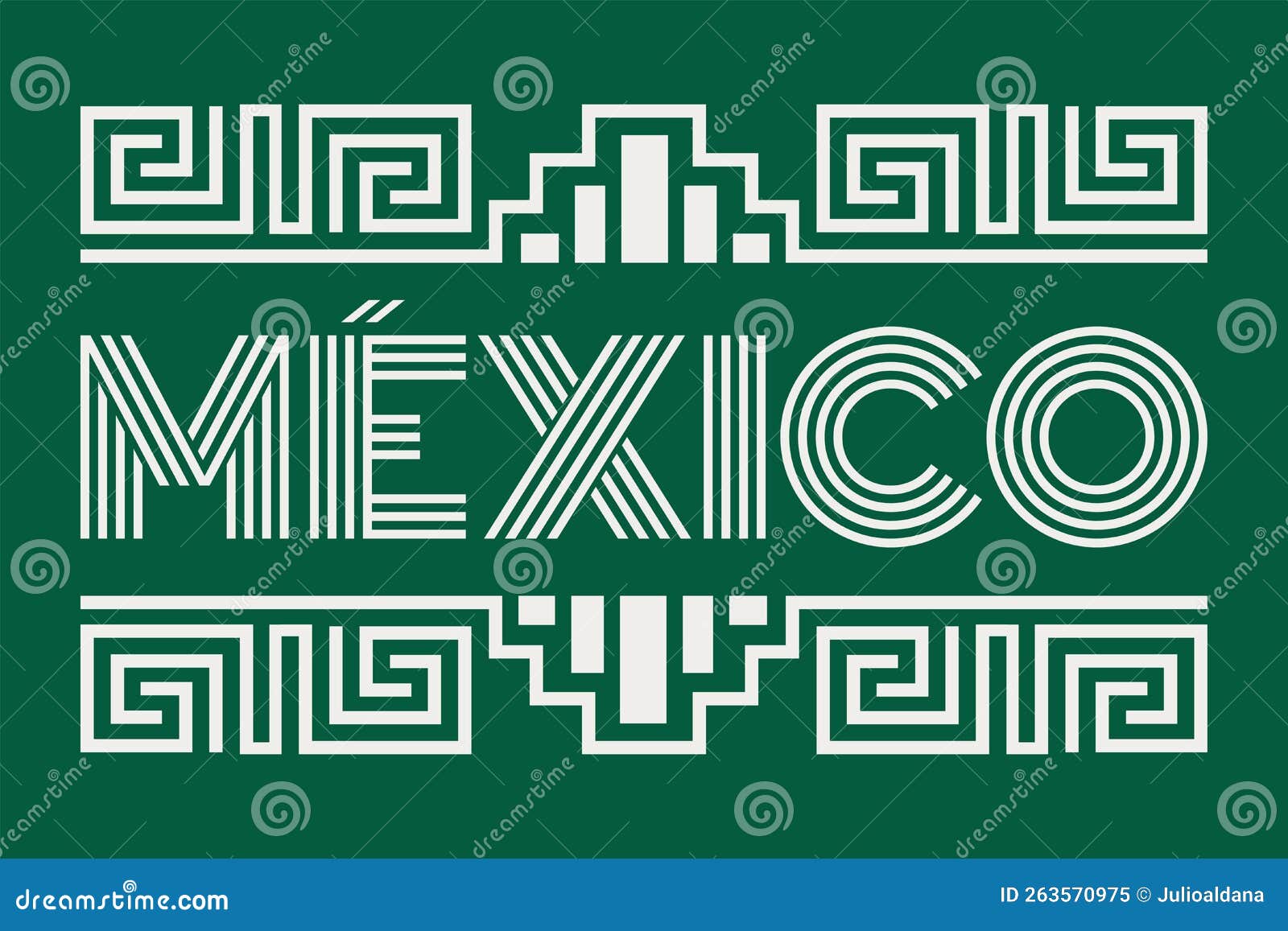 Mexico Aztec Maya Lines Elements Design Flag Colors Stock Vector ...