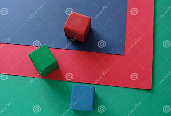 Rgb blocks and papers stock image. Image of green, graphics - 3333909