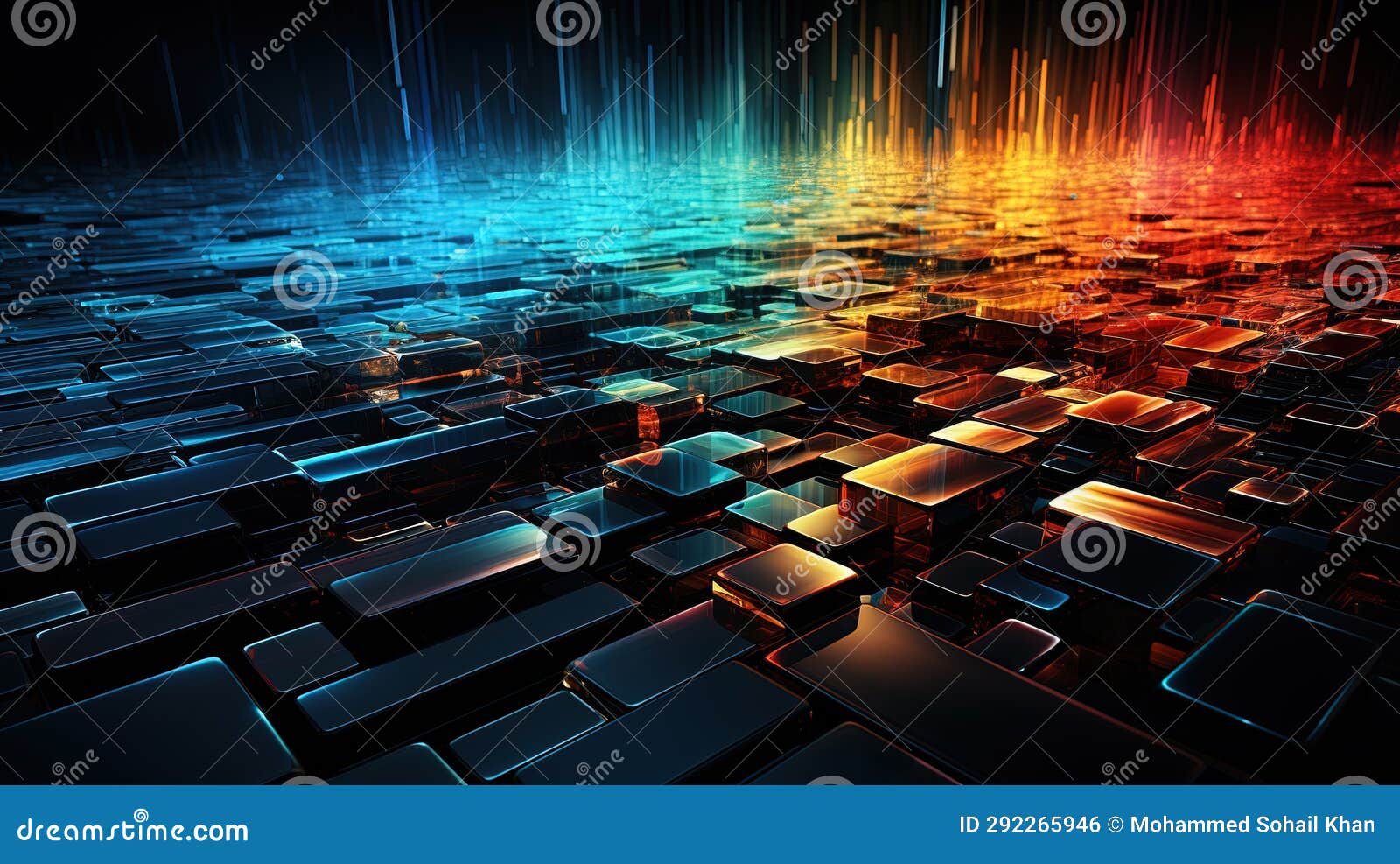 RGB Blocks or Strips Abstract Art Digital Technology Selective Focus ...