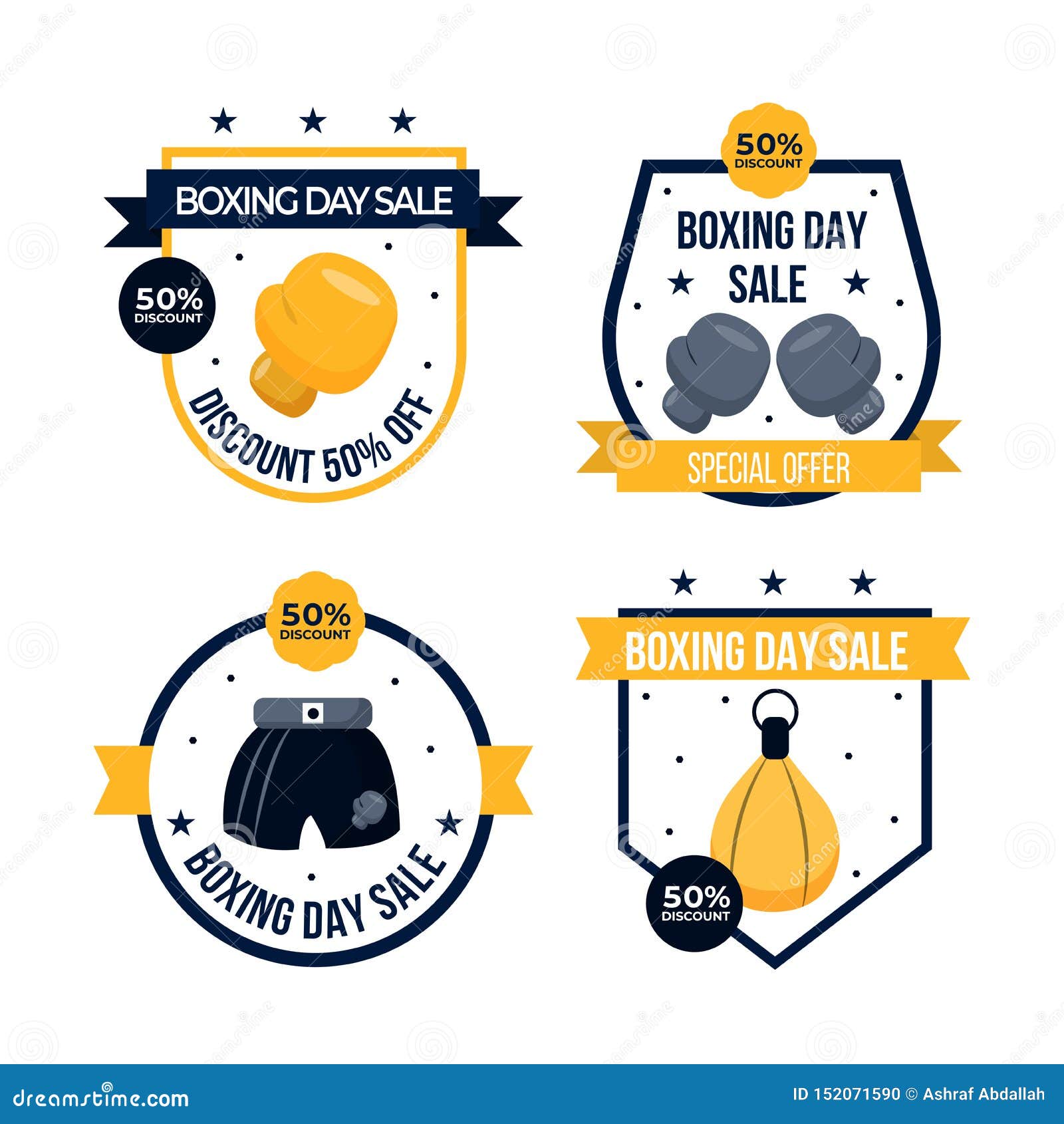 Badges Happy Boxing Day Sale Design with Gift Boxes Stock Vector - Illustration of boxes, flyer ...
