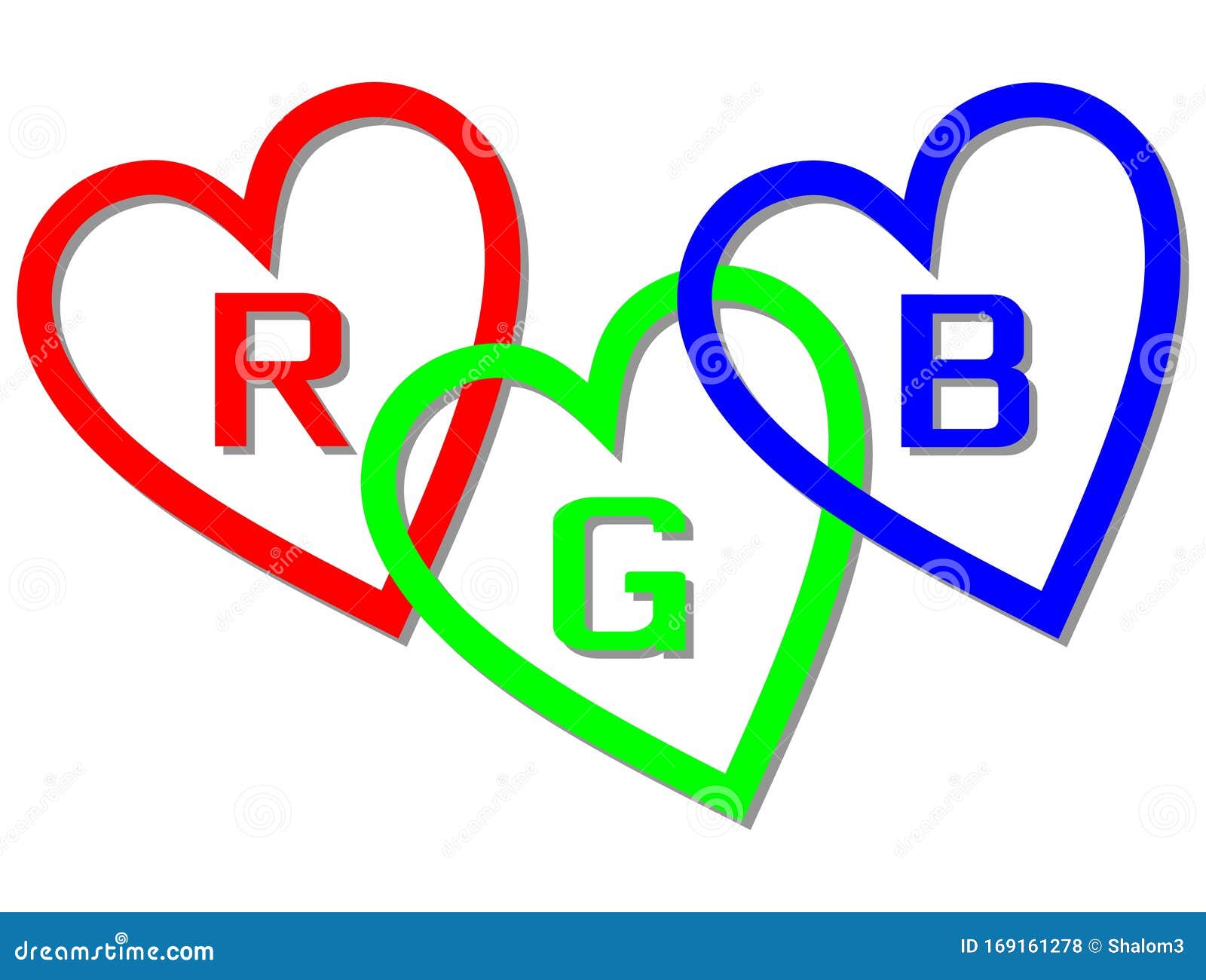 RGB Color Space Designed Like Hearts with Letters R,G and B, Basic Red ...