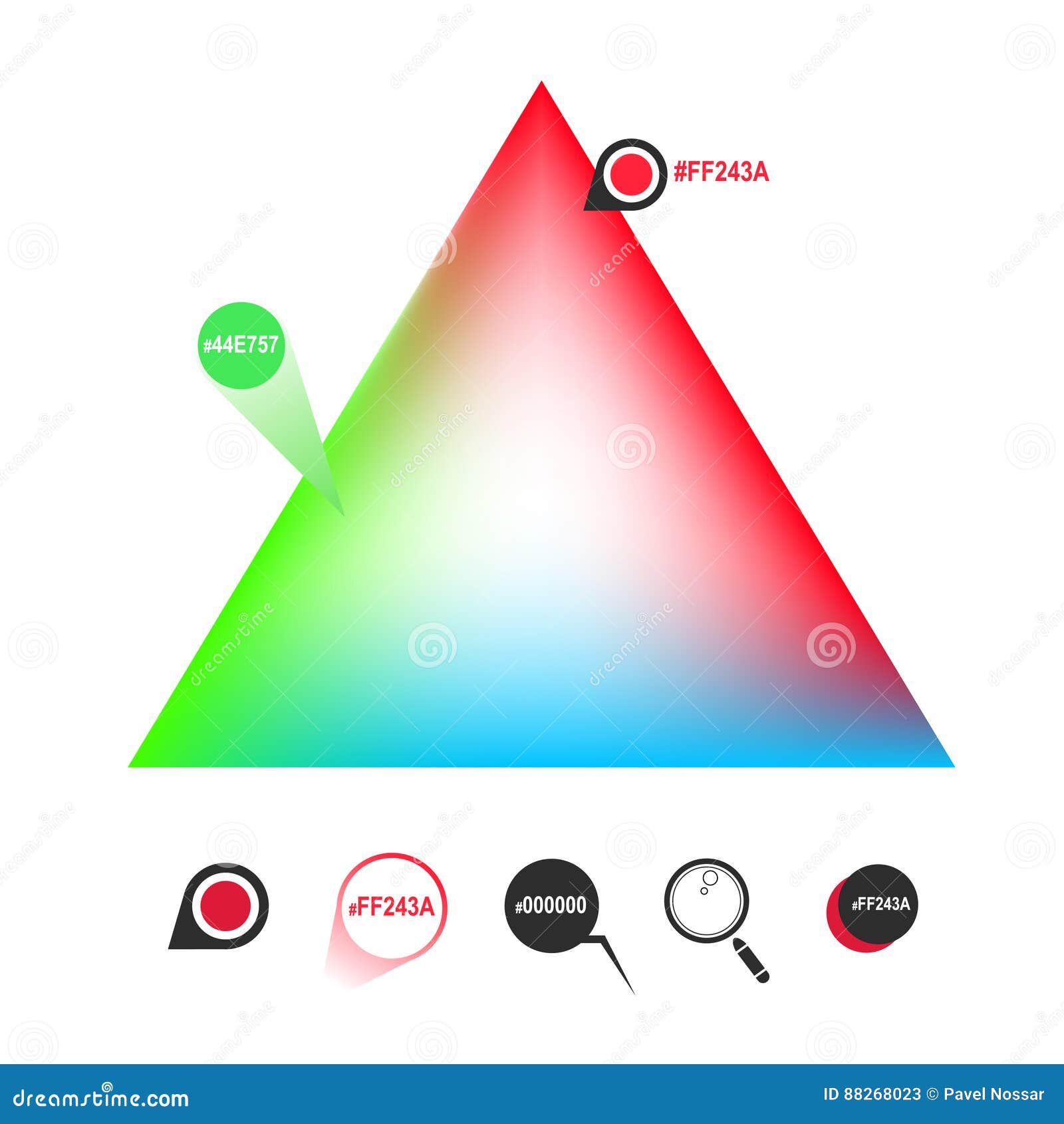 RGB Color Triangle and Icons Stock Illustration - Illustration of ...