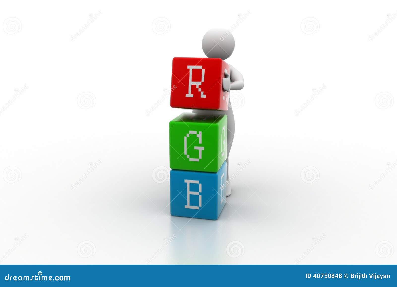 Rgb Colour Cubes with 3d Man Stock Illustration - Illustration of carry ...
