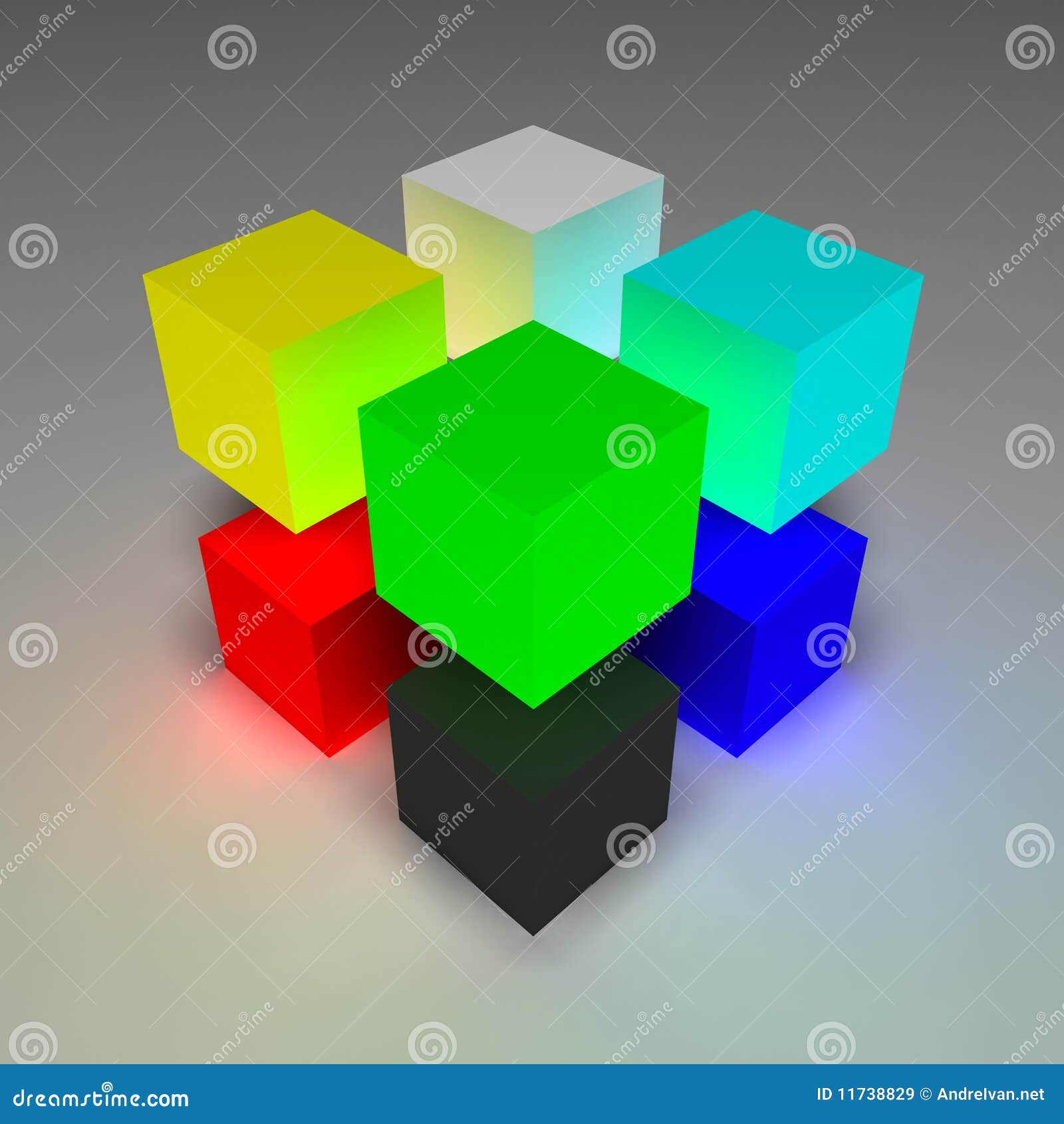 Eight Cube Symbols Arranged In A Magic Circle. An Atom Disintegrating ...