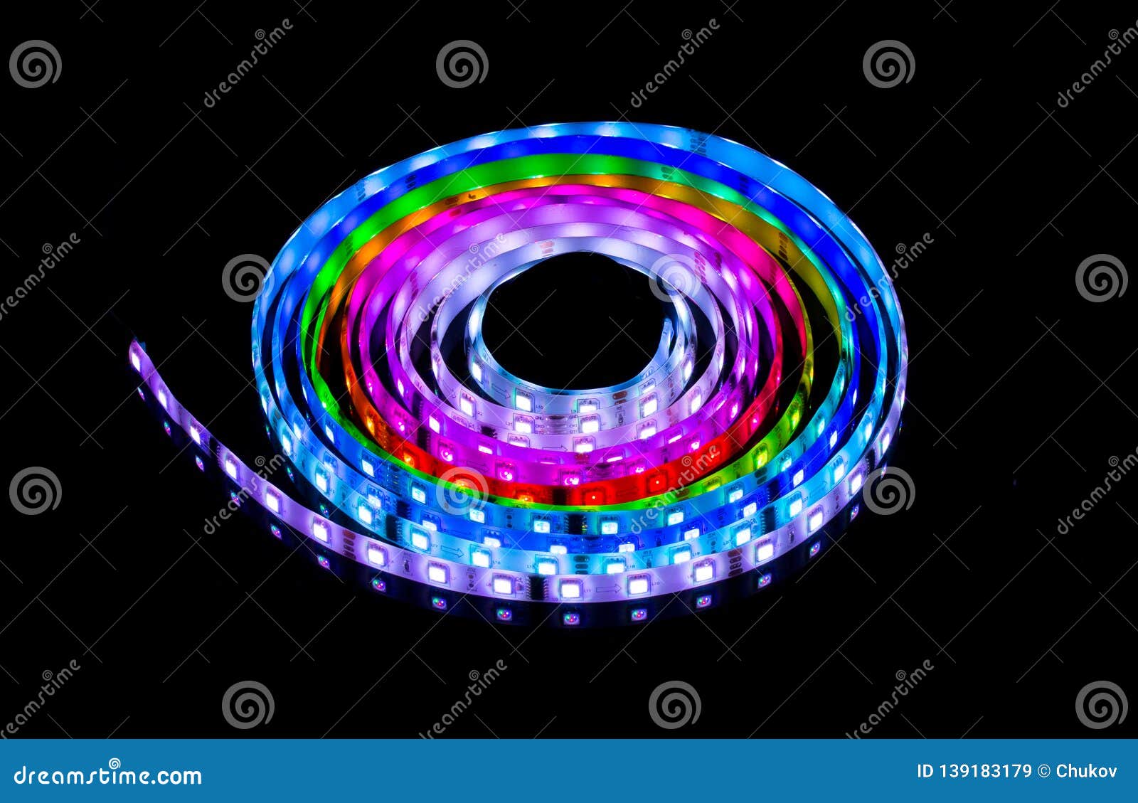 RGB Glowing LED Garland, Strip Stock Image - Image of abstract, bulbs ...