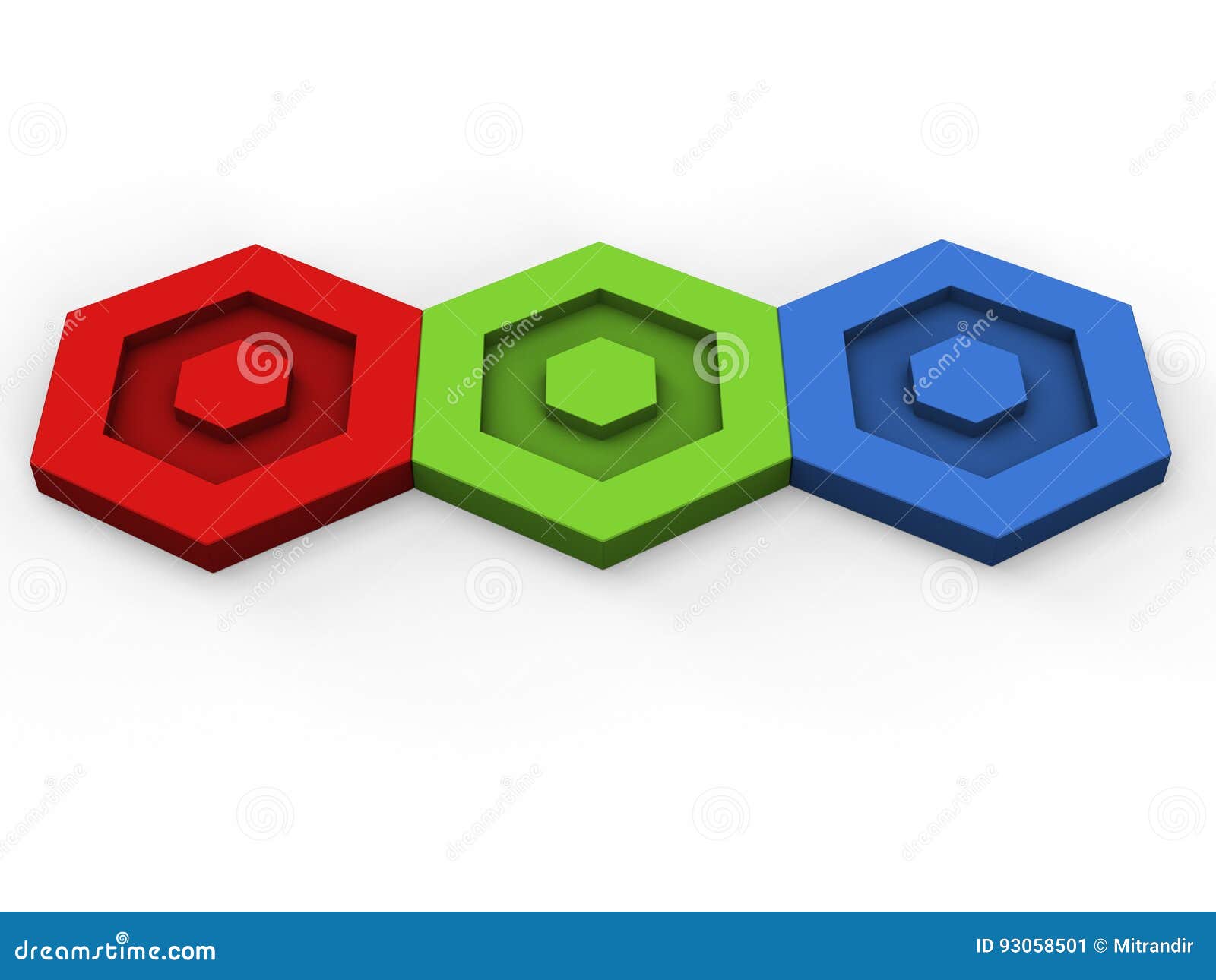 RGB Hexagon Shapes Pieced Together Stock Illustration - Illustration of ...