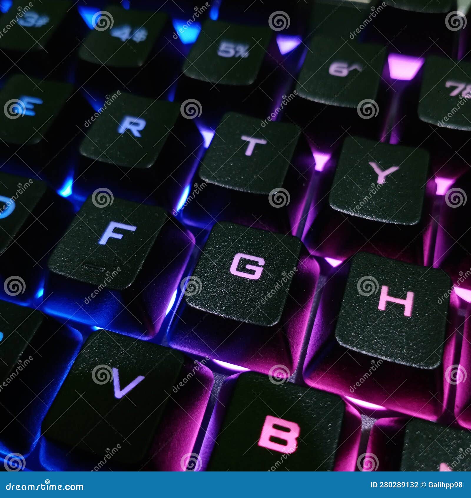 RGB light in the keyboard stock photo. Image of light - 280289132