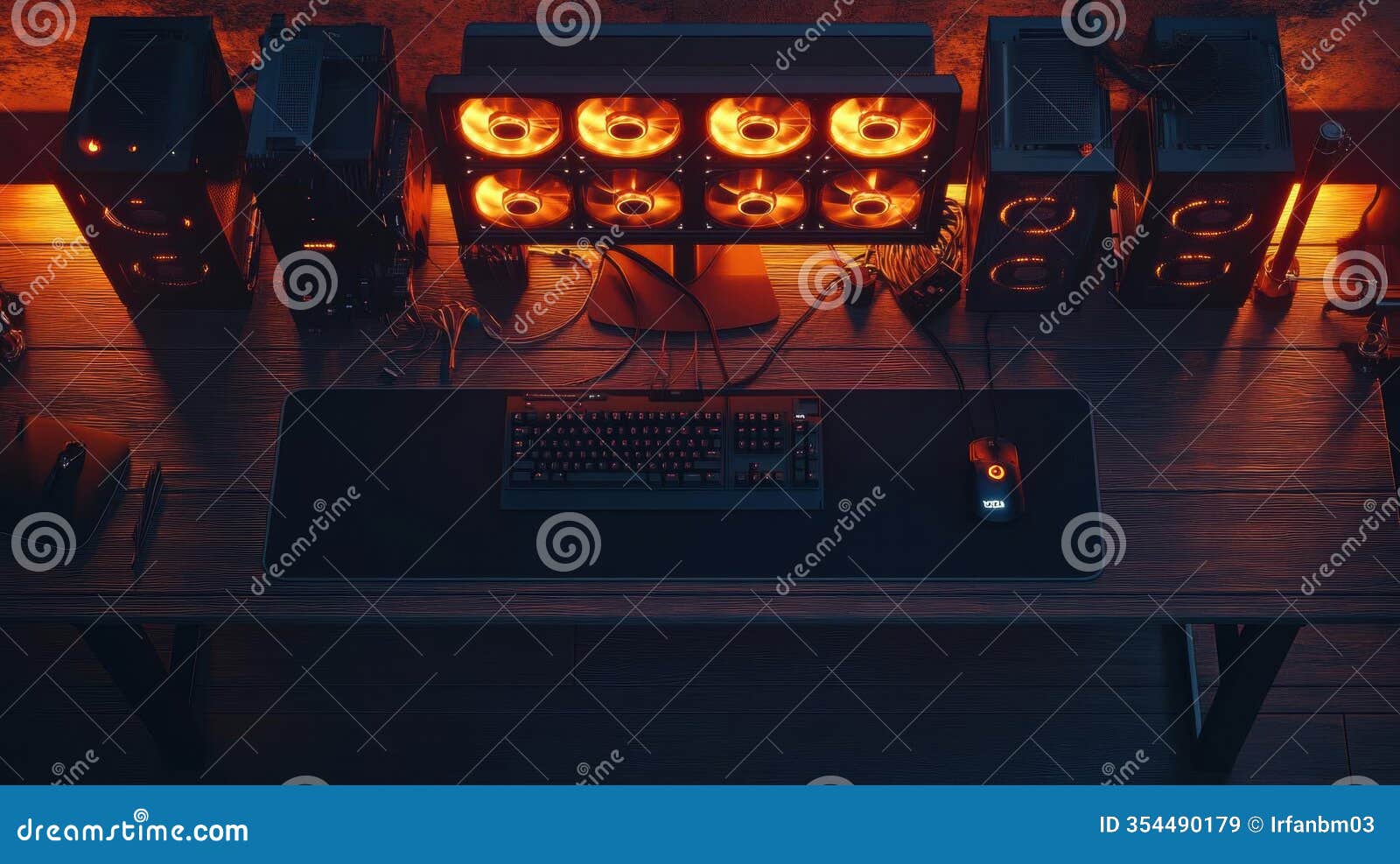 RGB Lit Gaming Setup, a Gamer S Dream Stock Image - Image of monitor ...