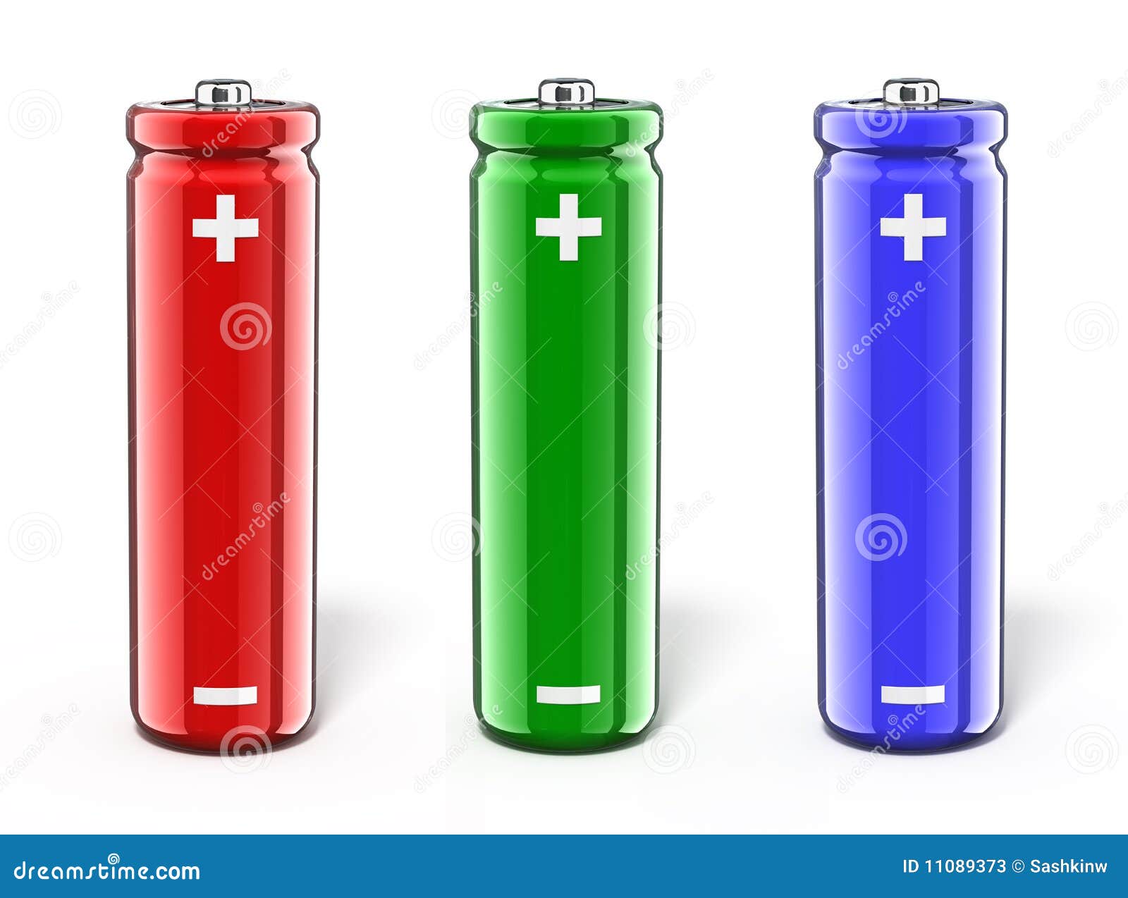 RGB Power - Three Colourful Battery Stock Illustration - Illustration ...