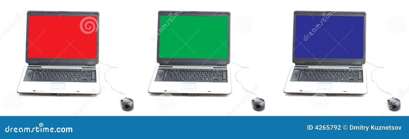 RGB Screen in Three Laptops Stock Photo - Image of notebook, personal ...