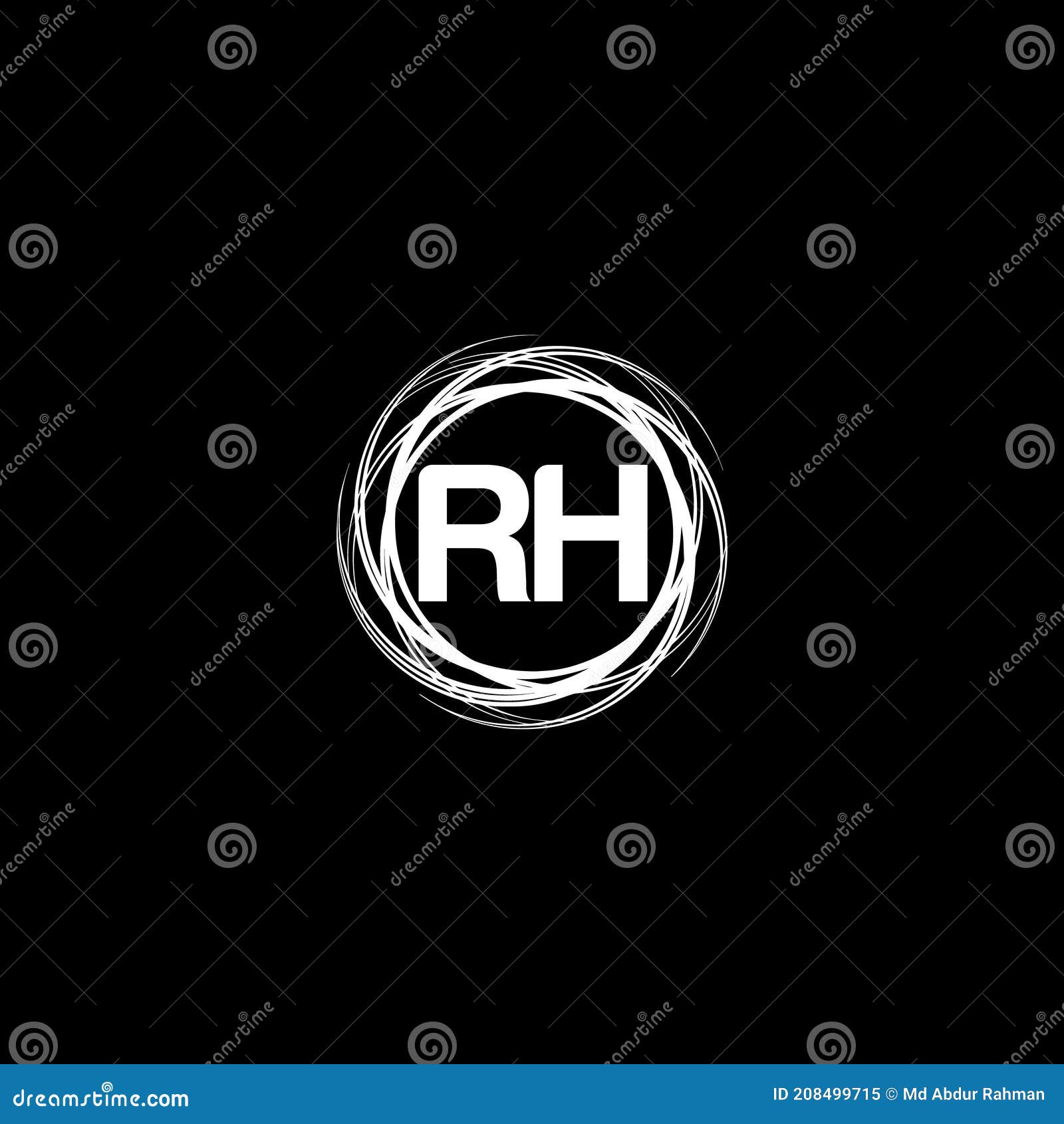 RH Circle Unique Abstract Geometric Logo Design Stock Vector ...