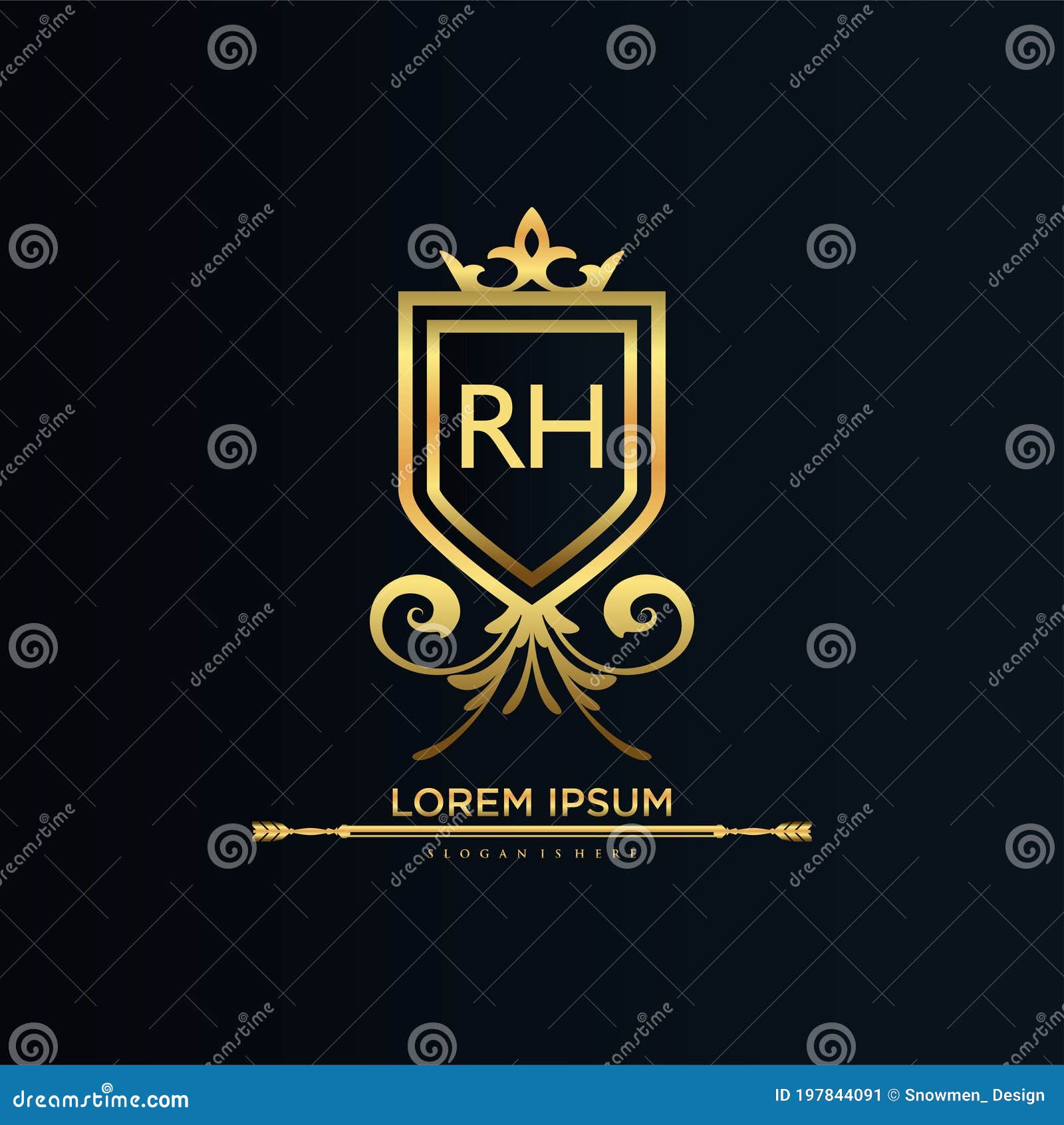RH Letter Initial with Royal Template.elegant with Crown Logo Vector ...
