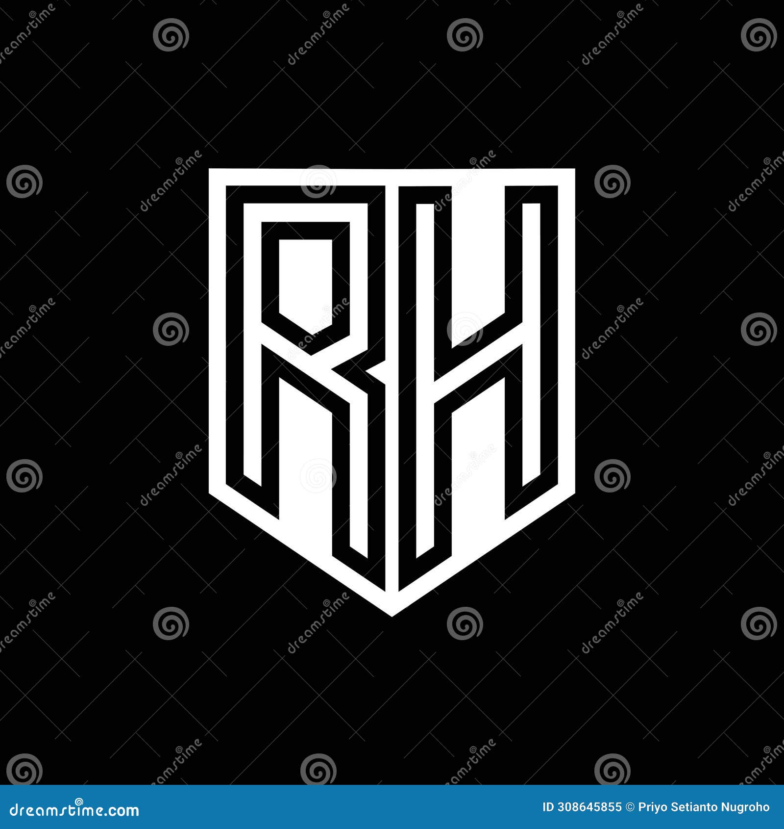RH Logo Monogram Shield Geometric Black Line Inside White Shield Color ...