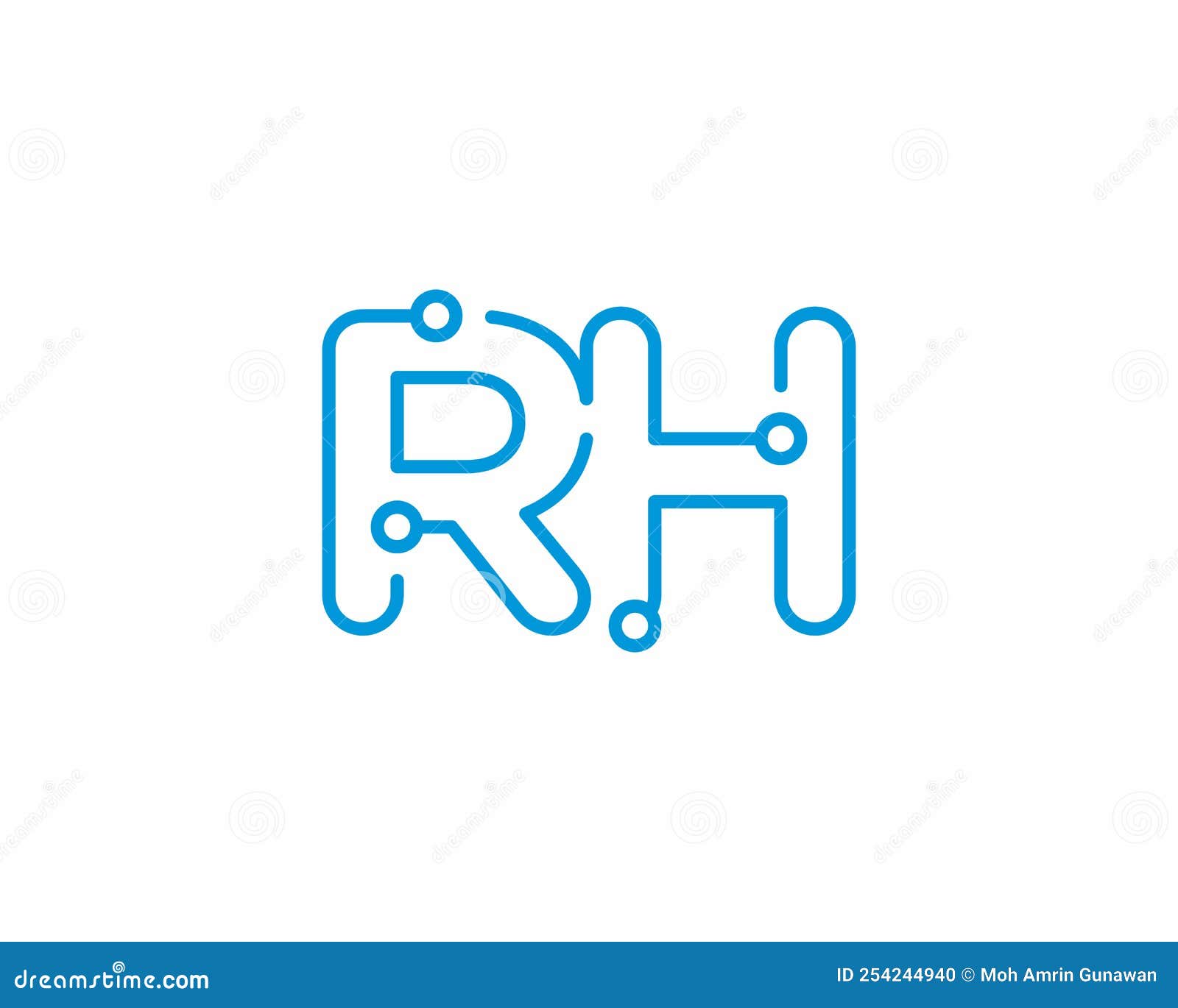 RH Letters, Electronic Circuit, Technology Logo Design Vector 001 Stock ...