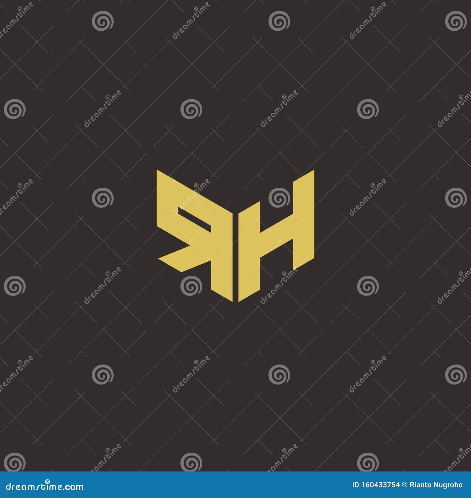 RH Logo Letter Initial Logo Designs Template with Gold and Black ...