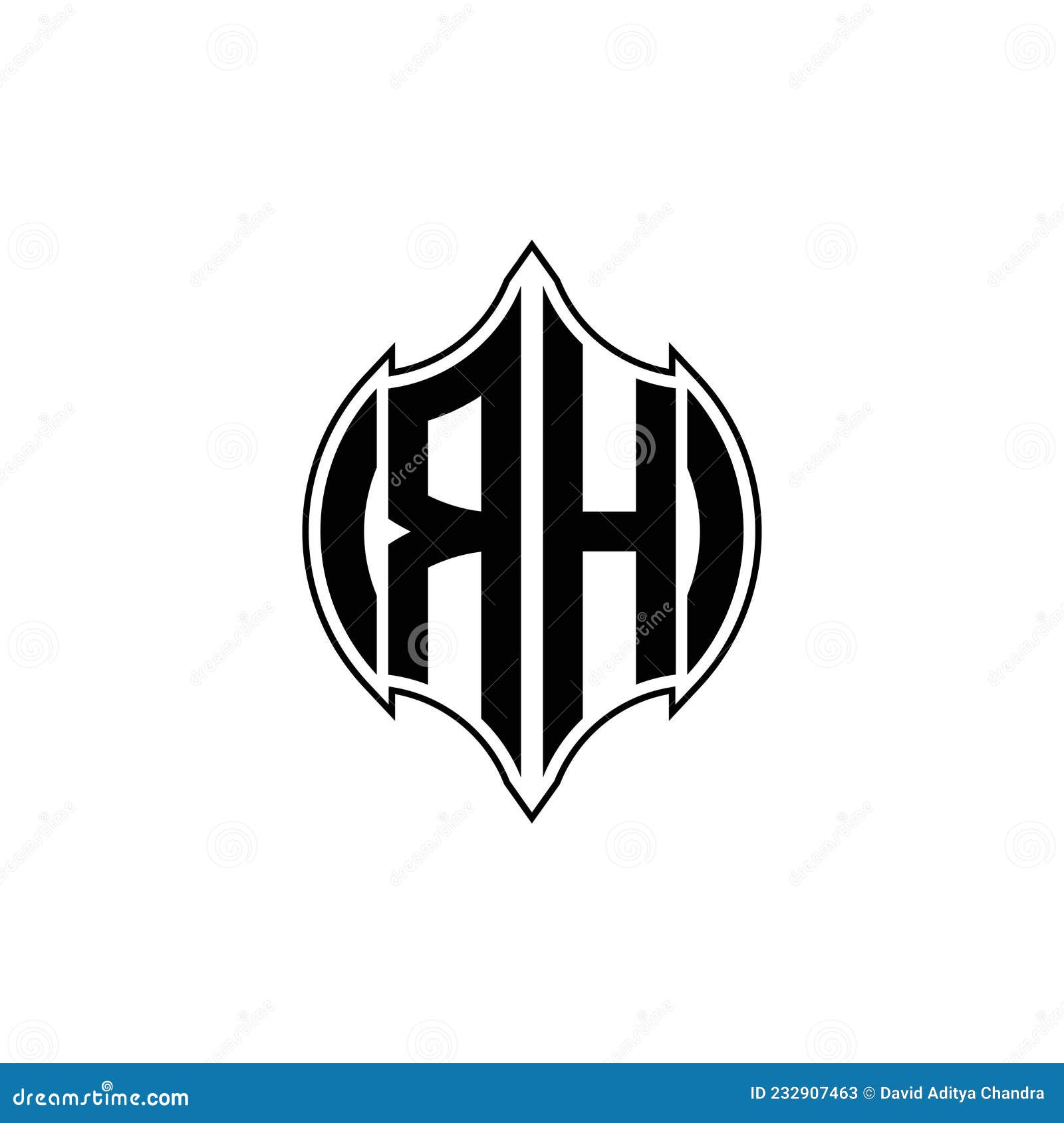 RH Logo Monogram Geometric Shield Shape Style Stock Vector ...