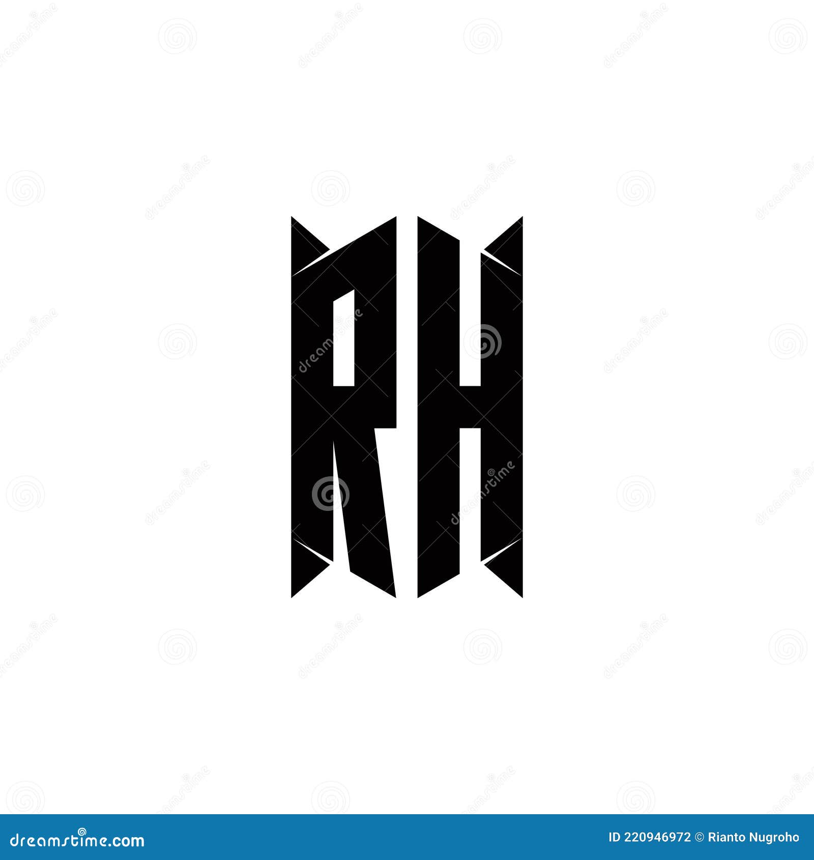 RH Logo Monogram with Shield Shape Designs Template Stock Vector ...