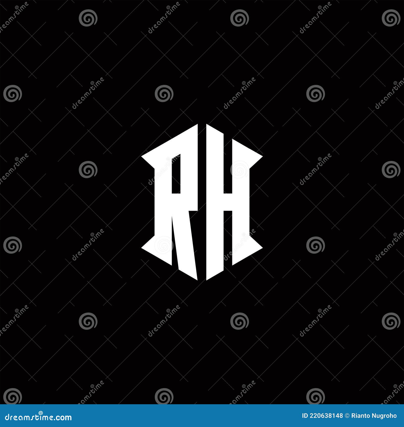 RH Logo Monogram with Shield Shape Designs Template Stock Vector ...