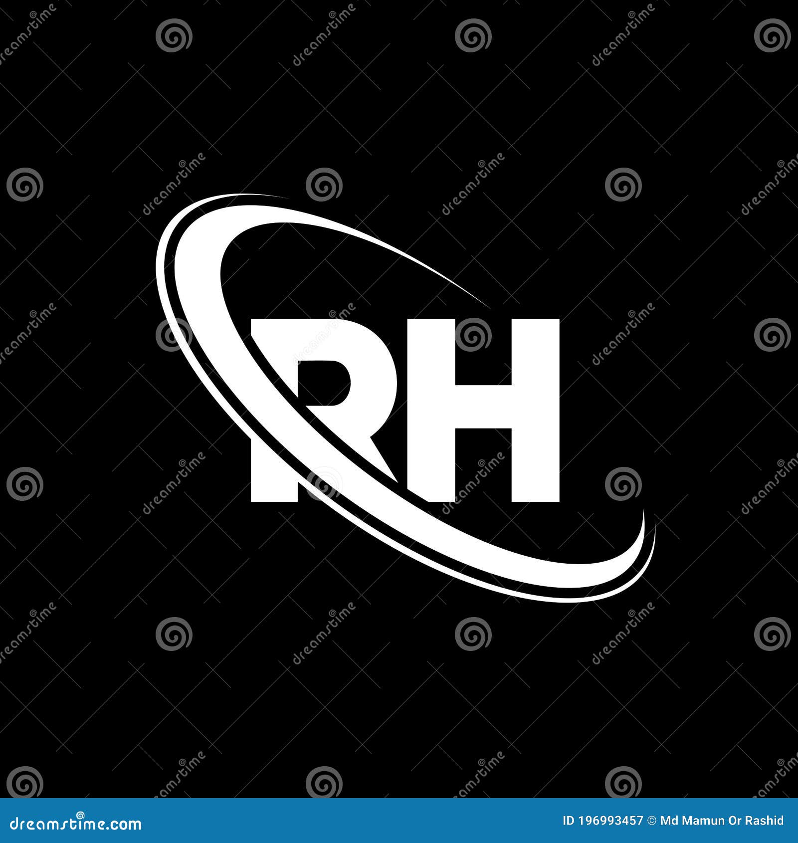 RH Logo. R H Design. White RH Letter. RH/R H Letter Logo Design Stock ...
