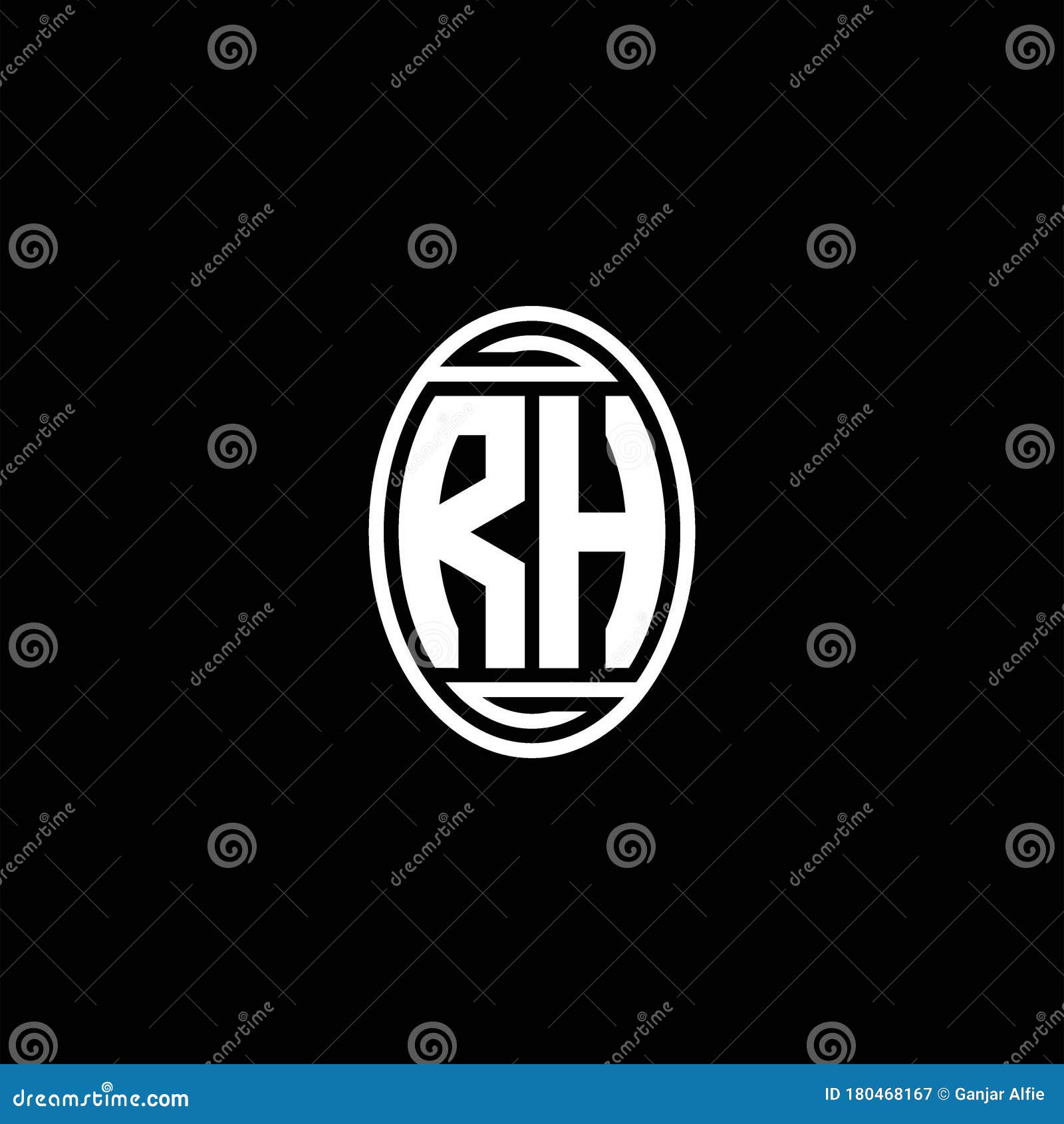 RH Monogram Logo Isolated on Oval Rotate Shape Stock Vector ...