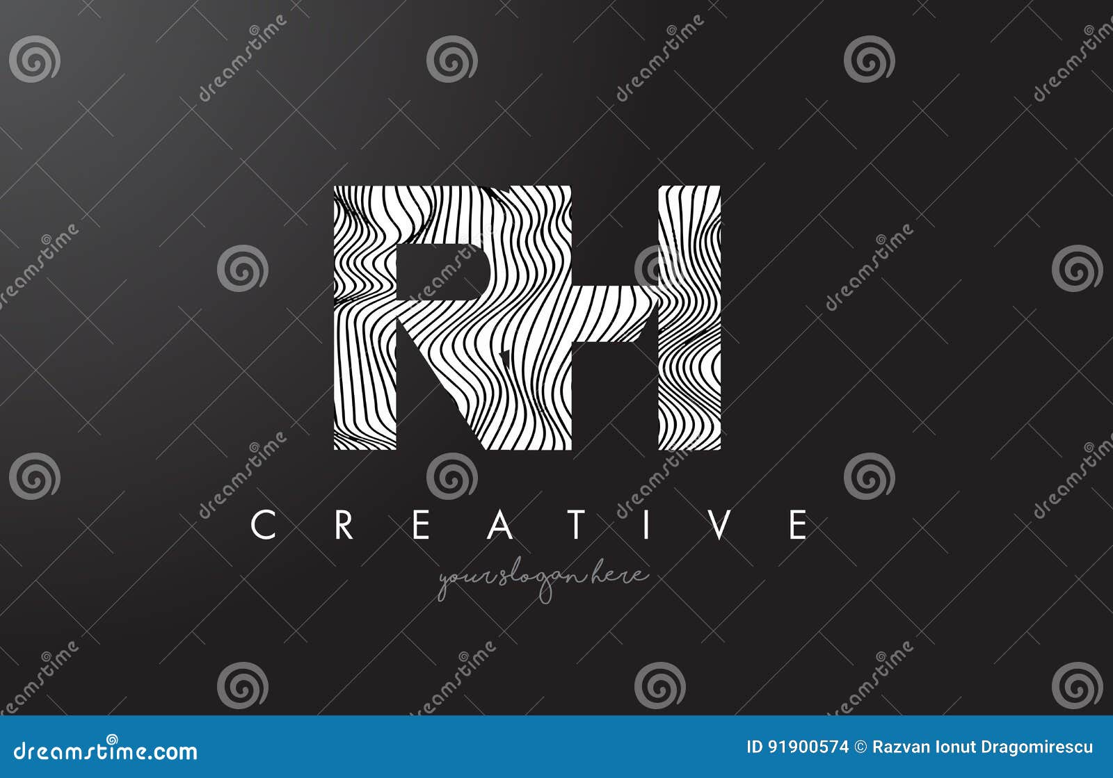 RH R H Letter Logo with Zebra Lines Texture Design Vector. Stock Vector ...