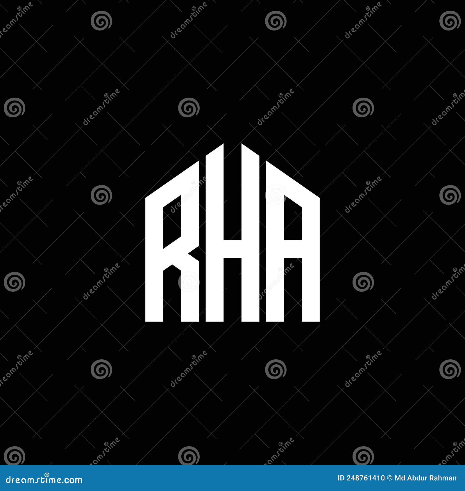 RHA Letter Logo Design on BLACK Background. RHA Creative Initials ...