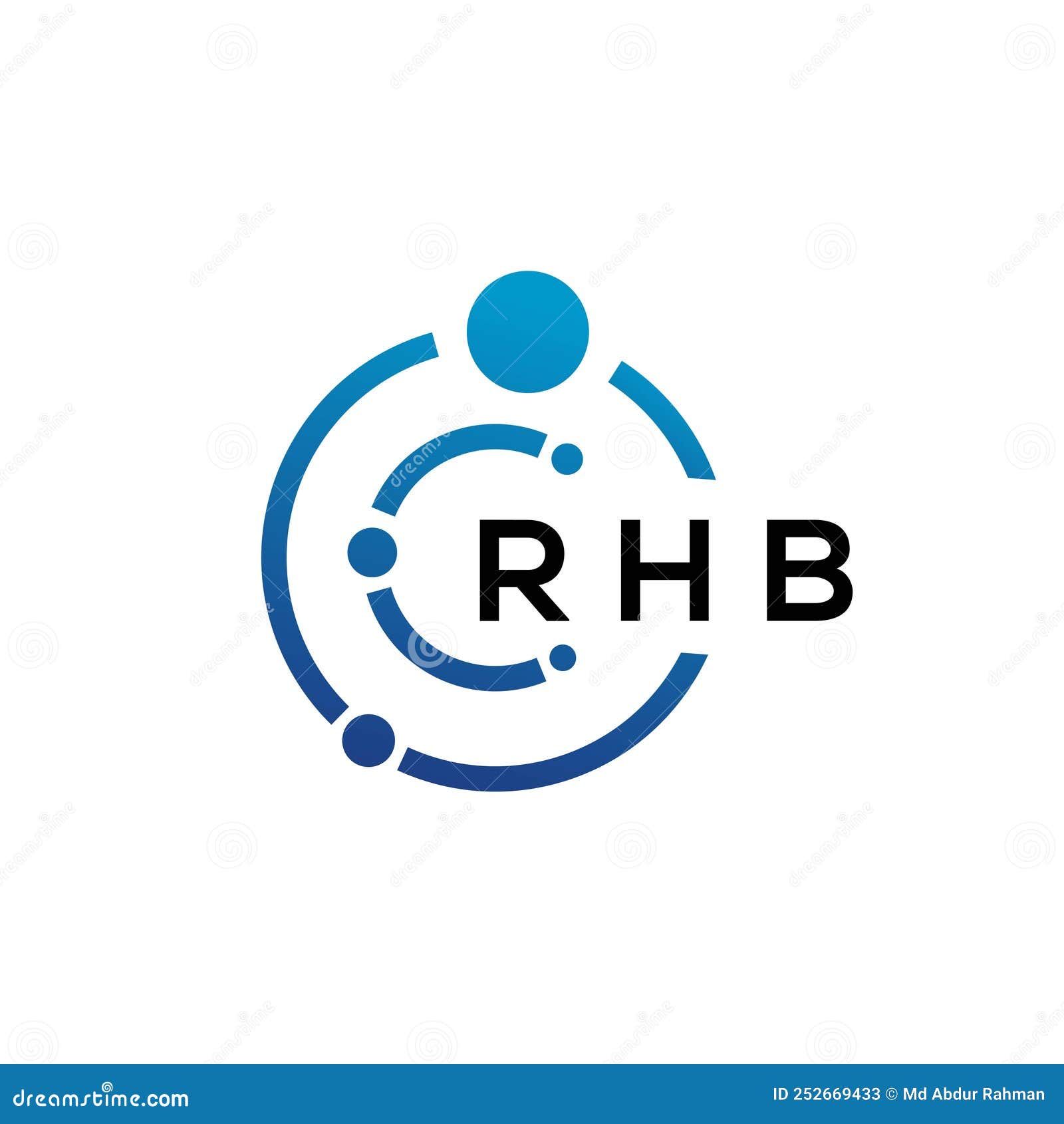 RHB Letter Technology Logo Design on White Background. RHB Creative ...