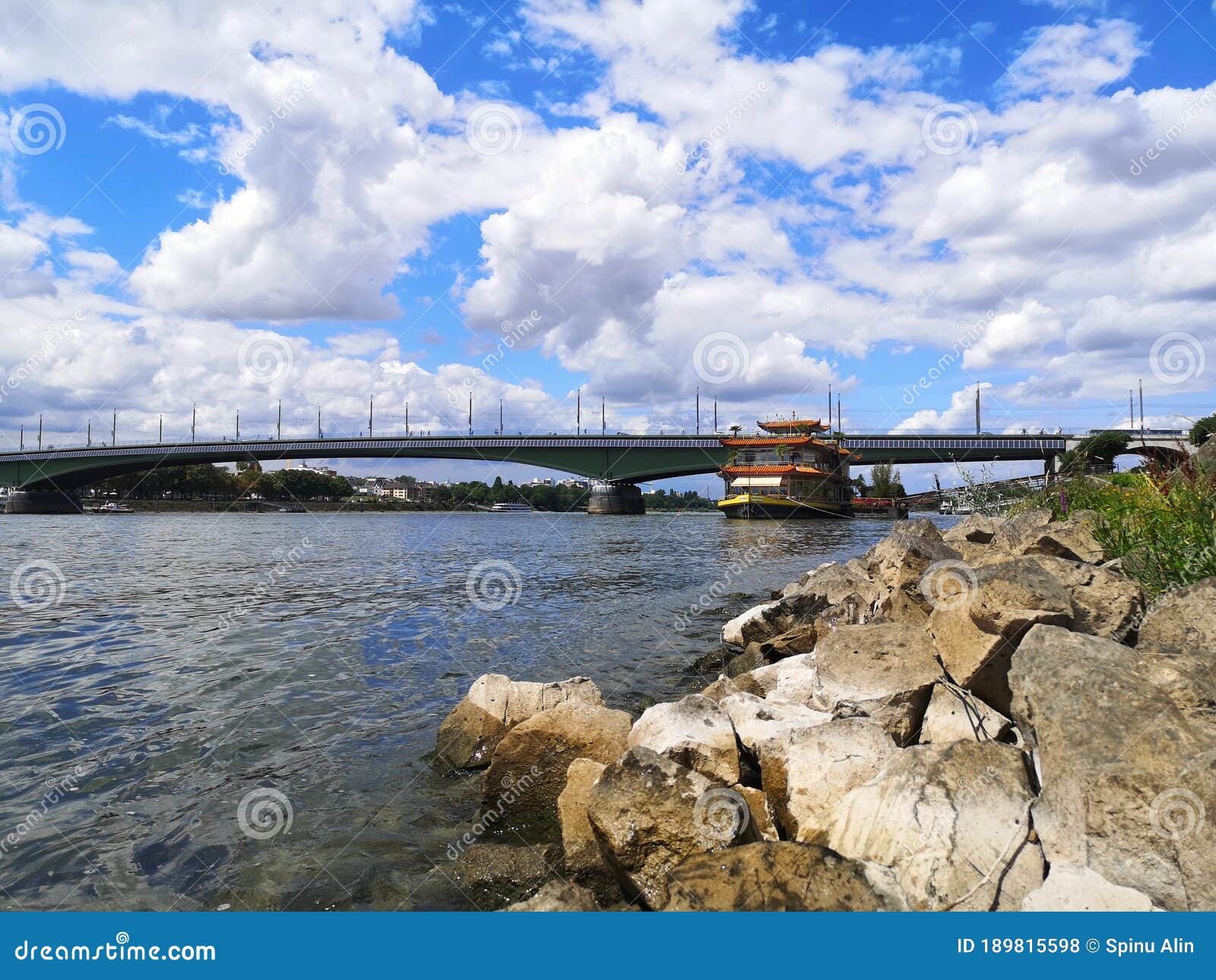 The Rhein River in Bonn/Germany Stock Photo - Image of cloud, river ...