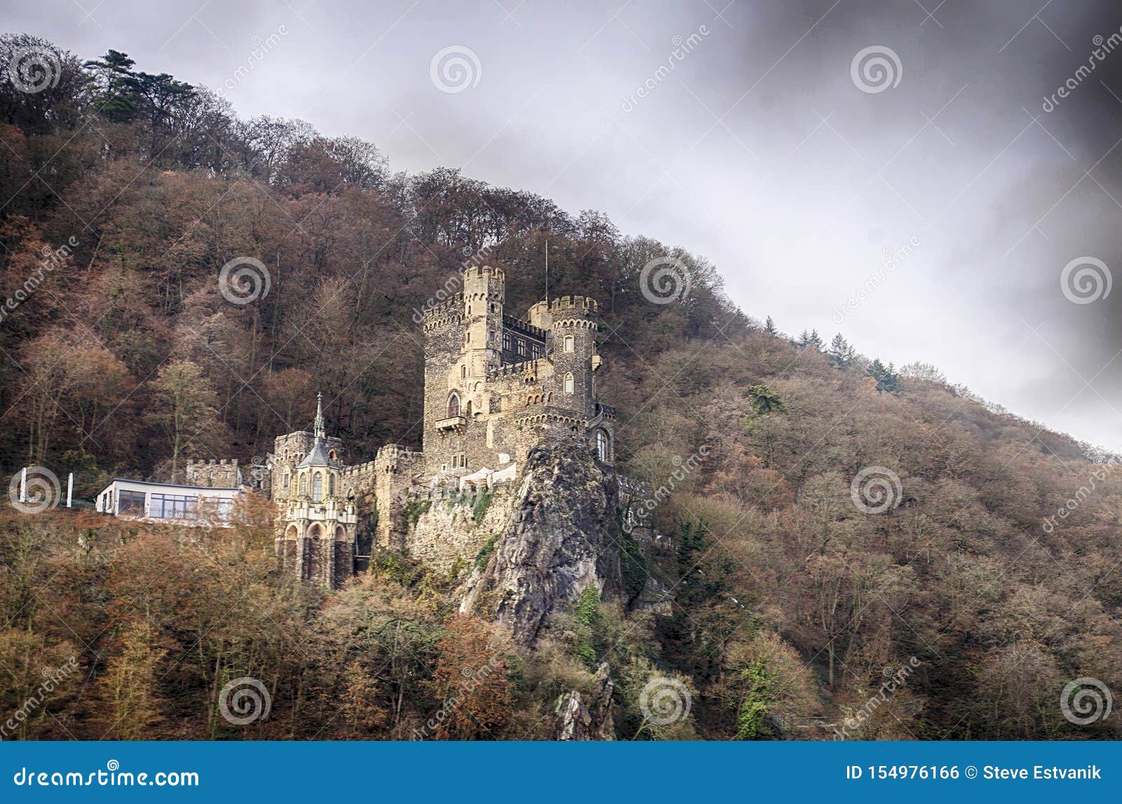 Rheinstein Castle on the Rhine River Stock Photo - Image of rheinstein ...