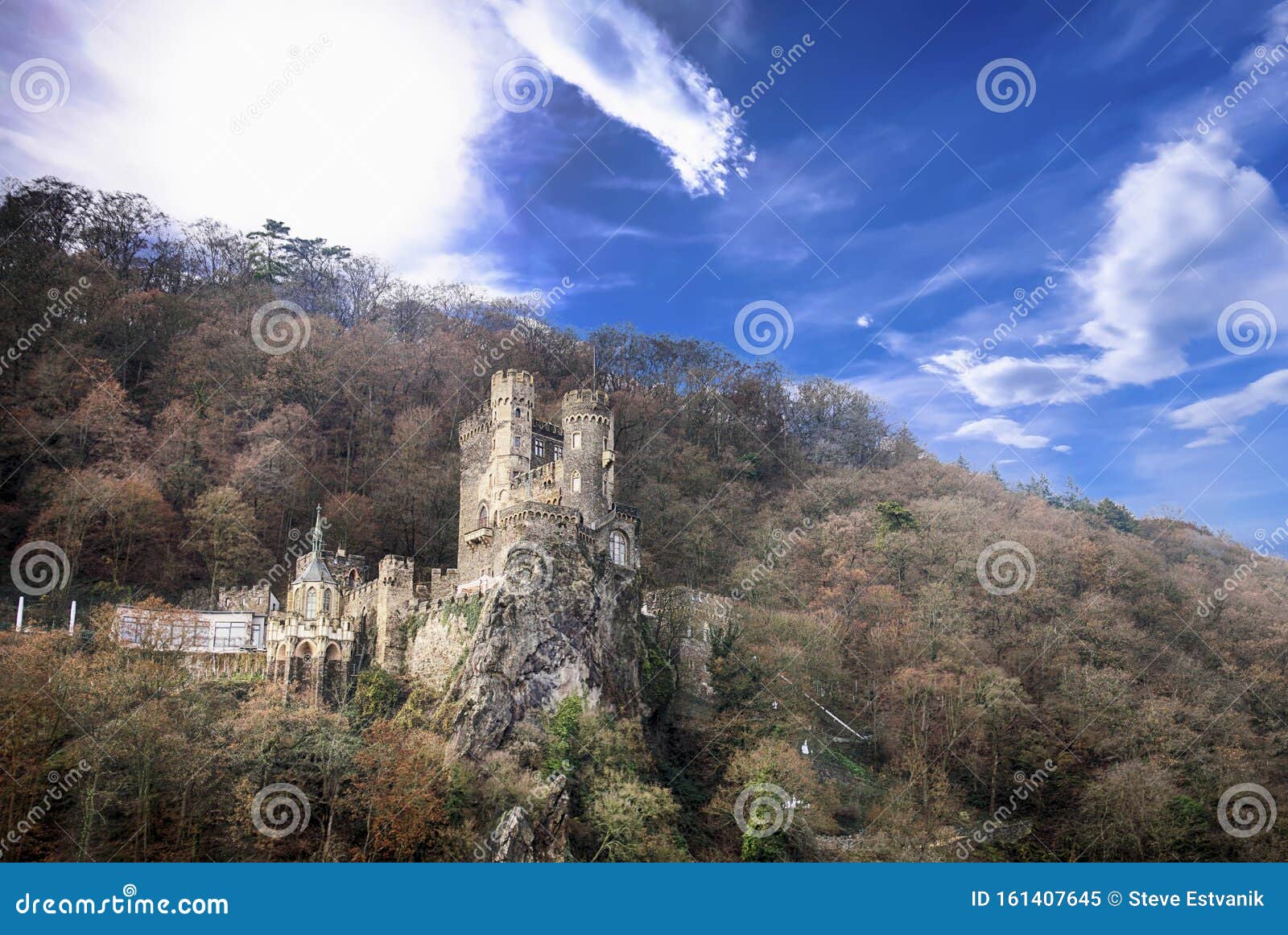 Rheinstein Castle on the Rhine River Stock Image - Image of castle ...
