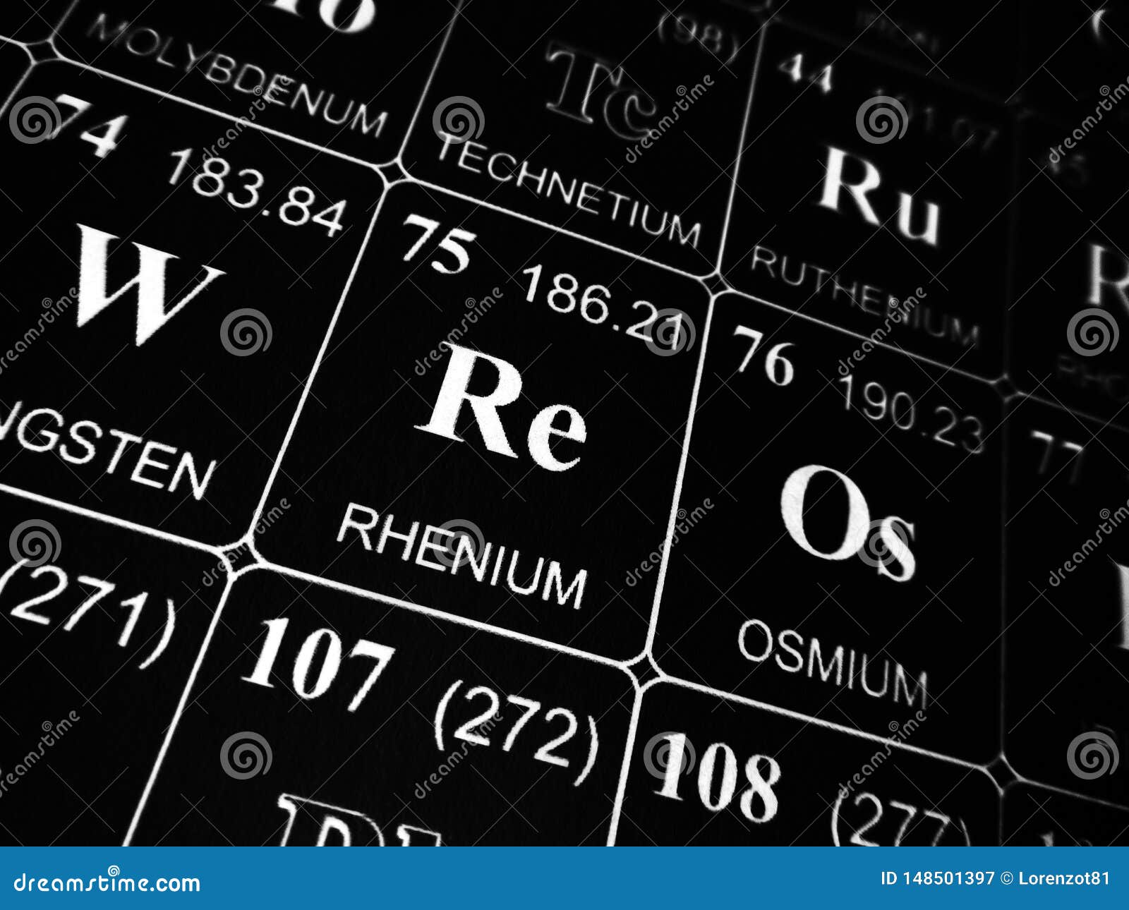 Rhenium on the Periodic Table of the Elements Stock Image - Image of ...