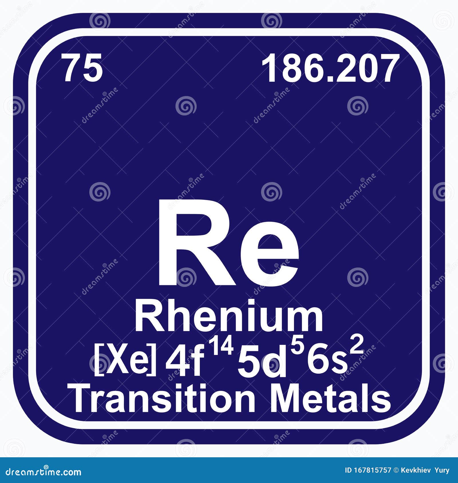Rhenium On Periodic Table Of Elements, Transition Metal With Symbol Re ...