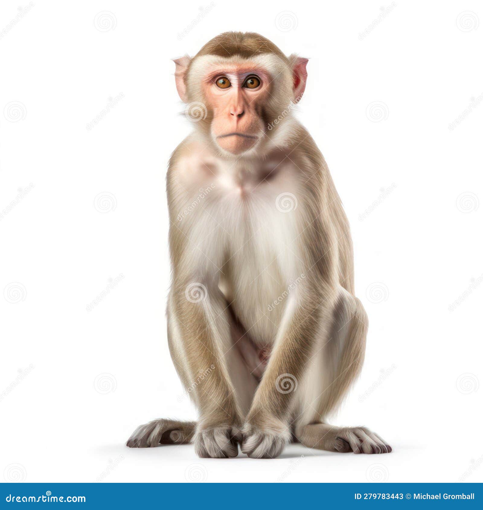 Rhesus Monkey Isolated on White Created with Generative AI Stock Image ...
