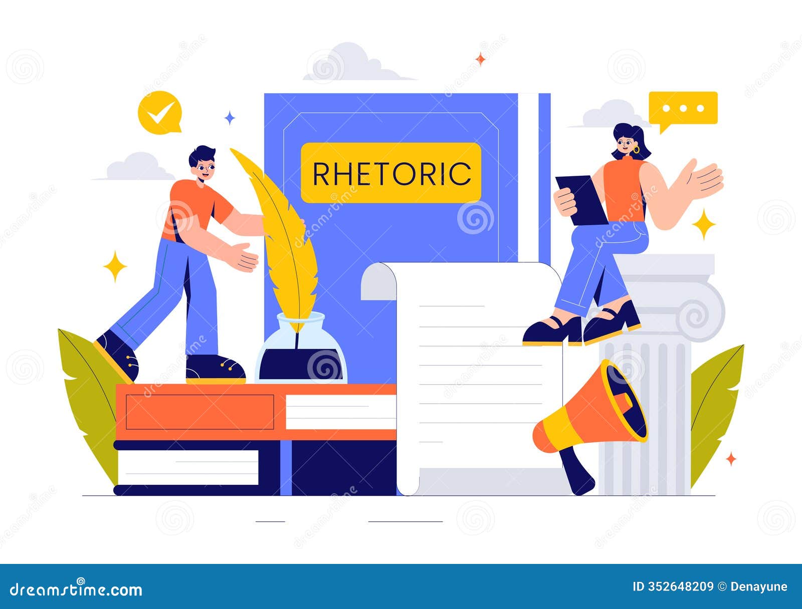 Rhetoric or Elocution School Class Illustration Featuring Hand Gestures ...