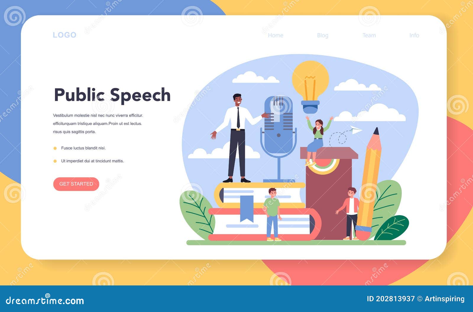 Rhetoric or Elocution School Class Web Banner or Landing Page Stock ...