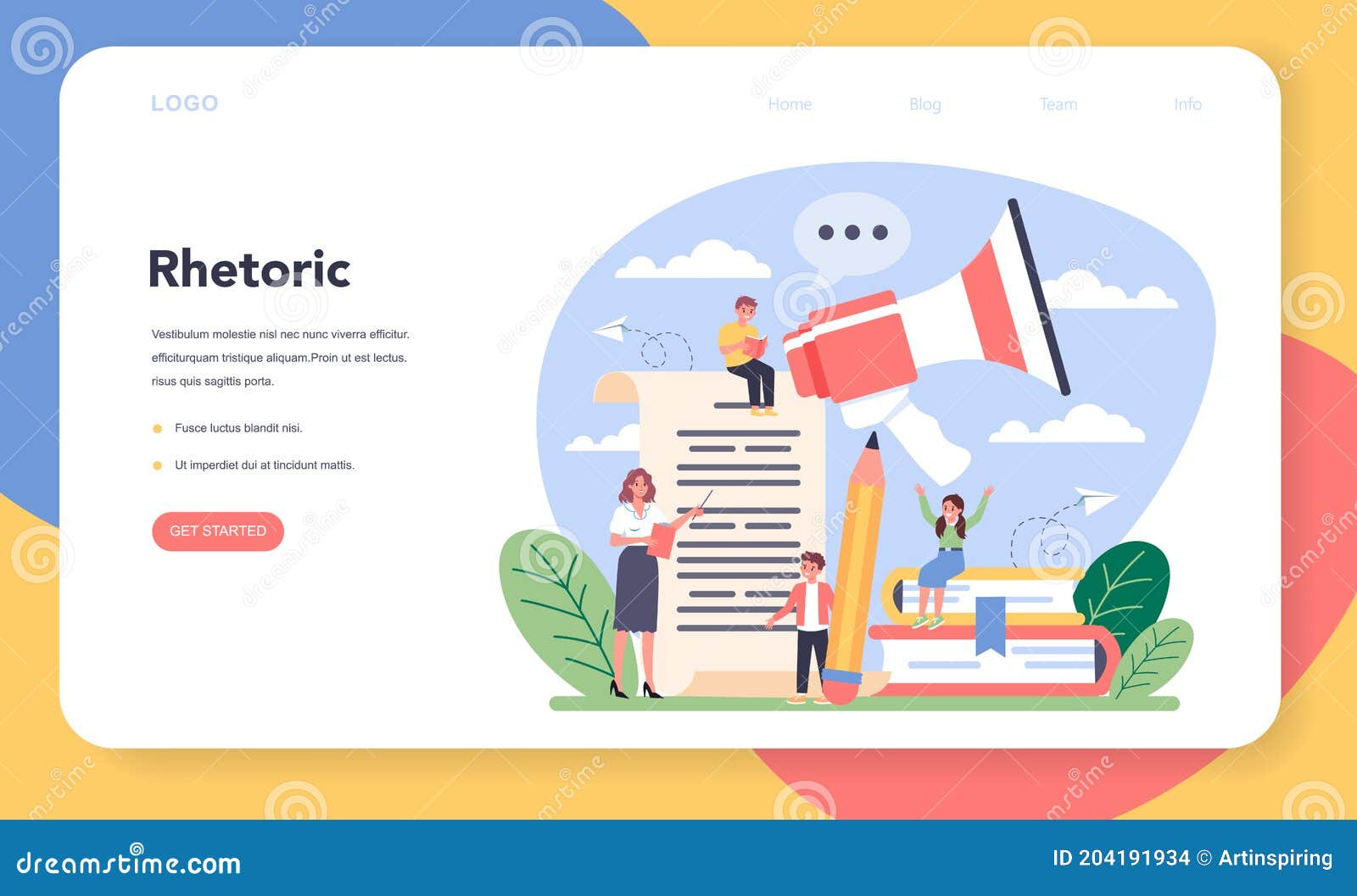 Rhetoric or Elocution School Class Web Banner or Landing Page Stock ...