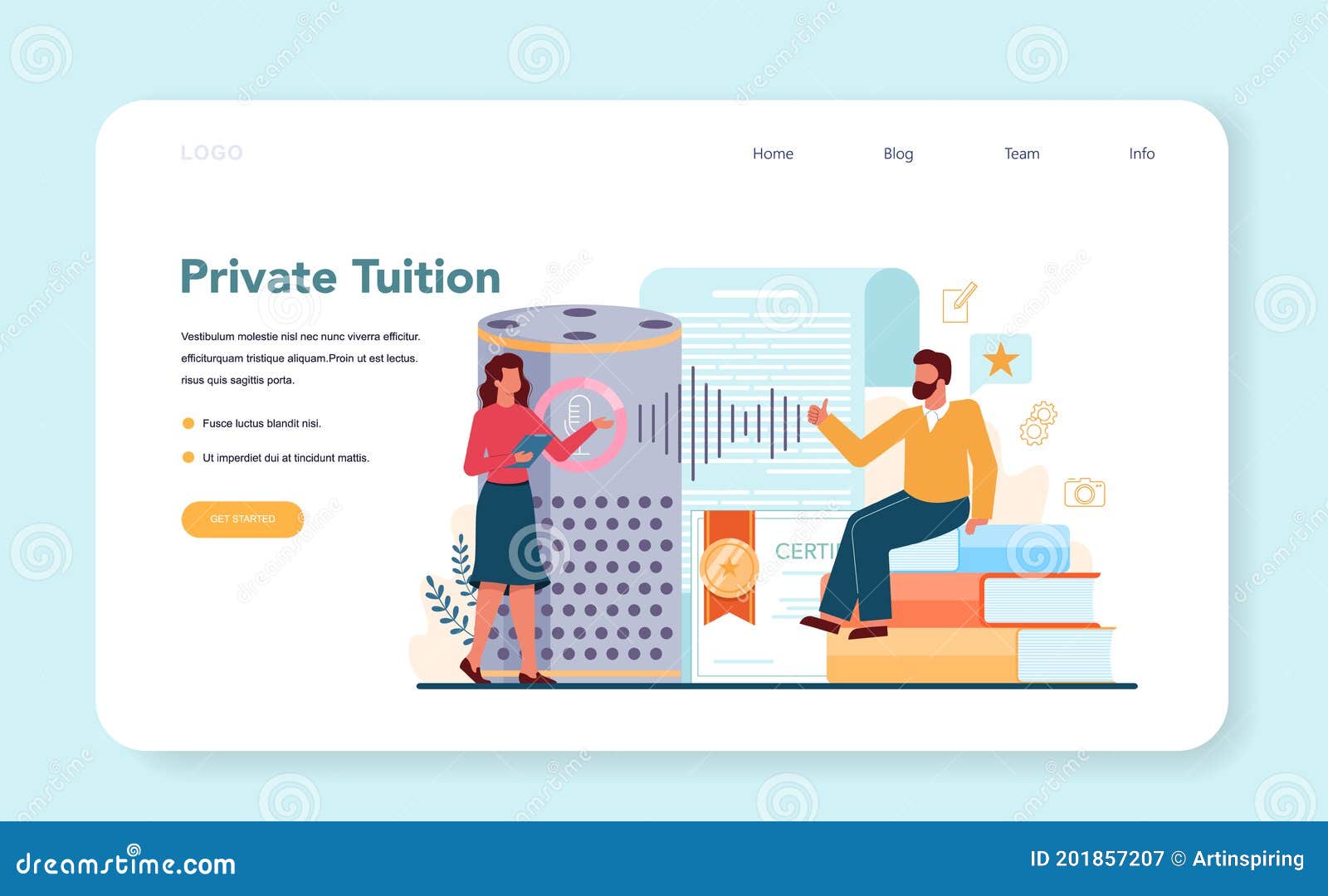 Rhetoric or Elocution Specialist Web Banner or Landing Page. Stock ...