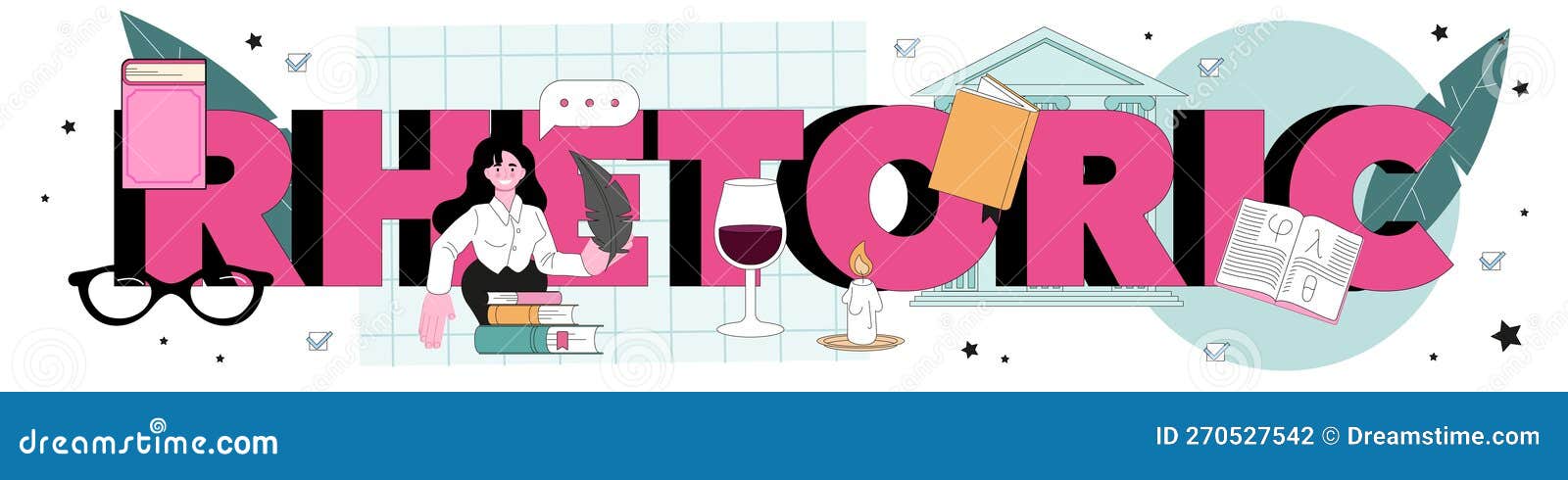 Rhetoric Typographic Header. Students Training Public Speaking and ...