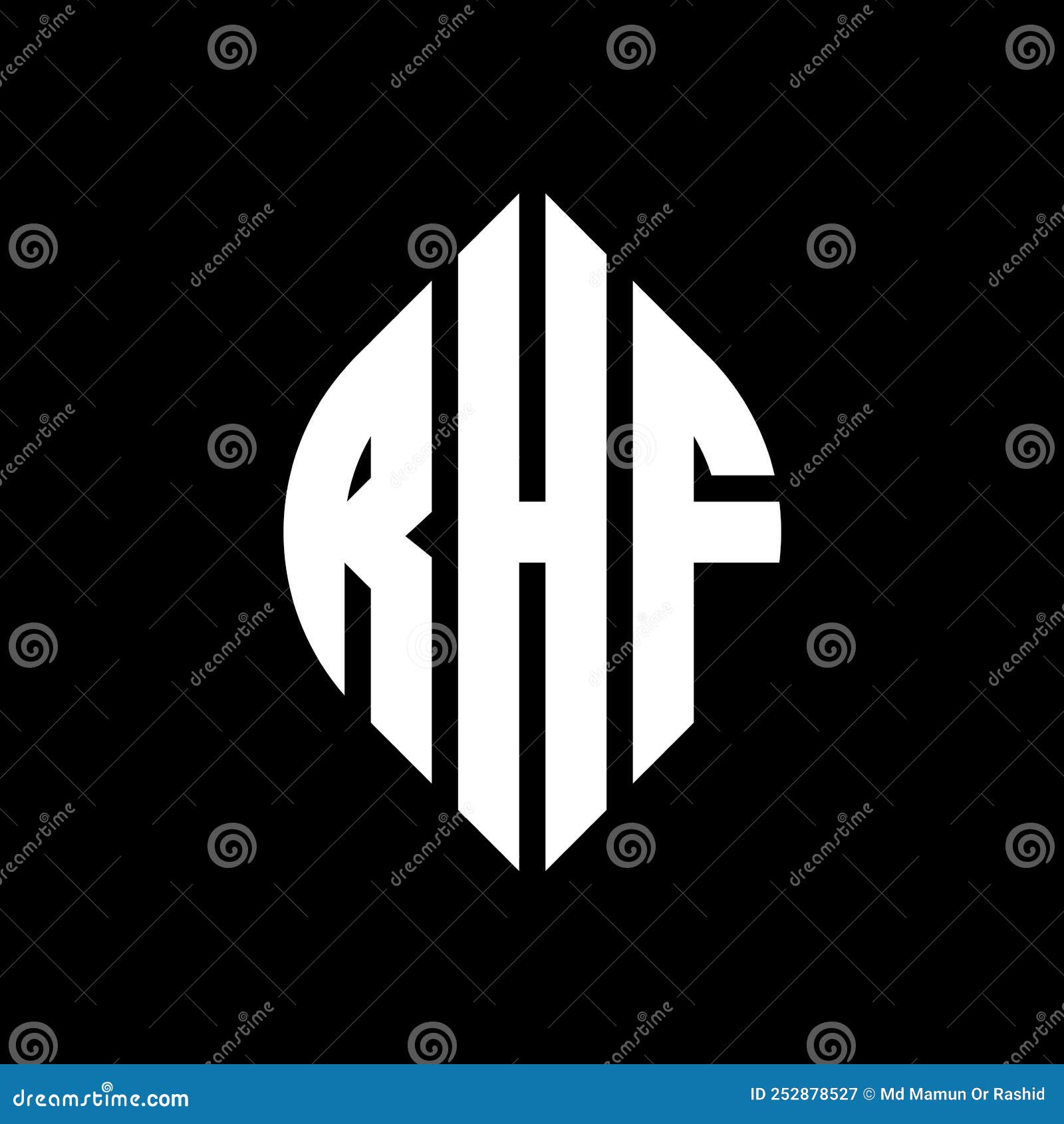 RHF Circle Letter Logo Design with Circle and Ellipse Shape. RHF ...
