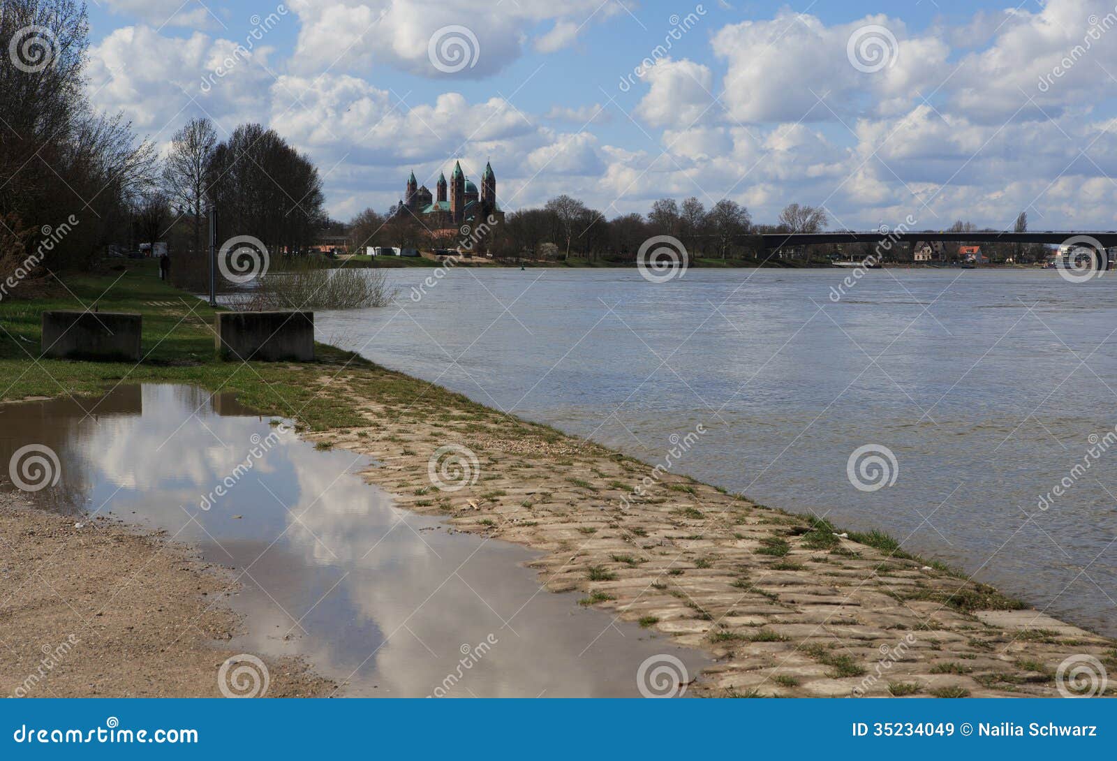 Rhine and Cathedral at Speyer Stock Image - Image of water, heritage ...